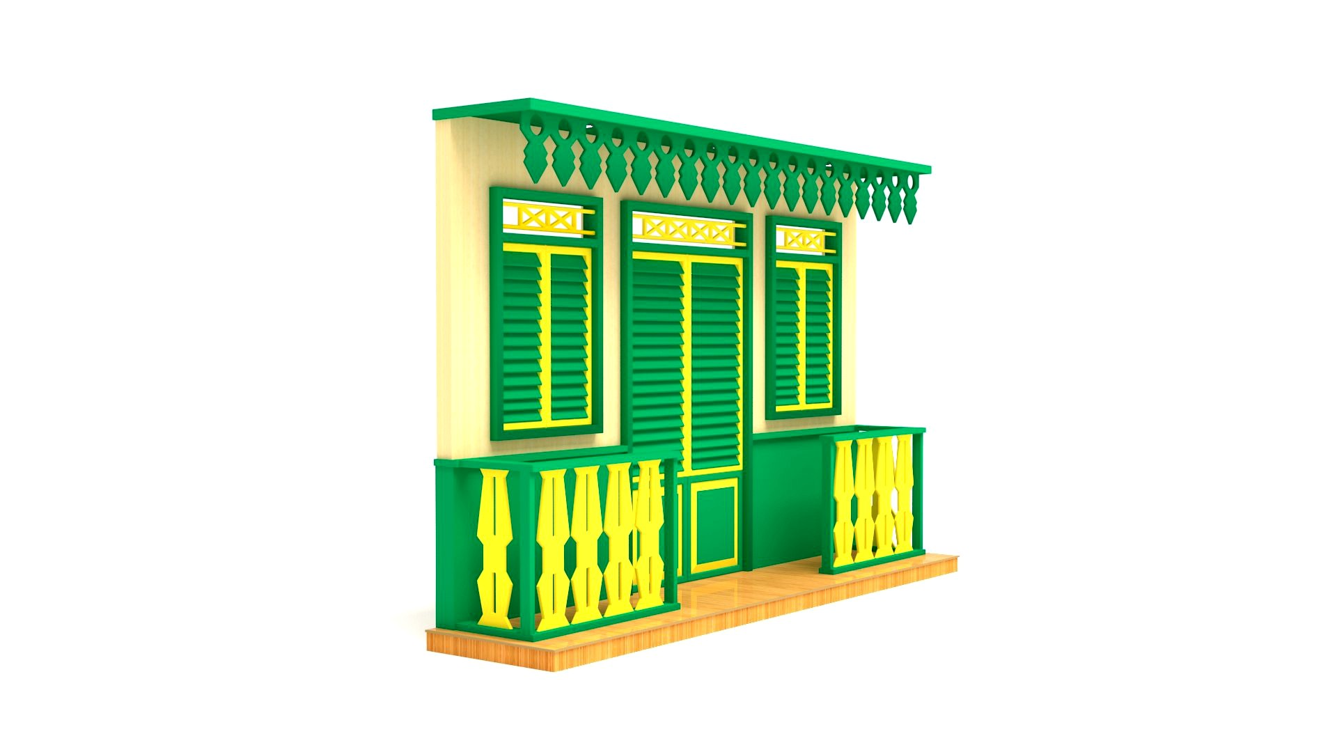 backdrop jakarta traditional house betawi 3d model