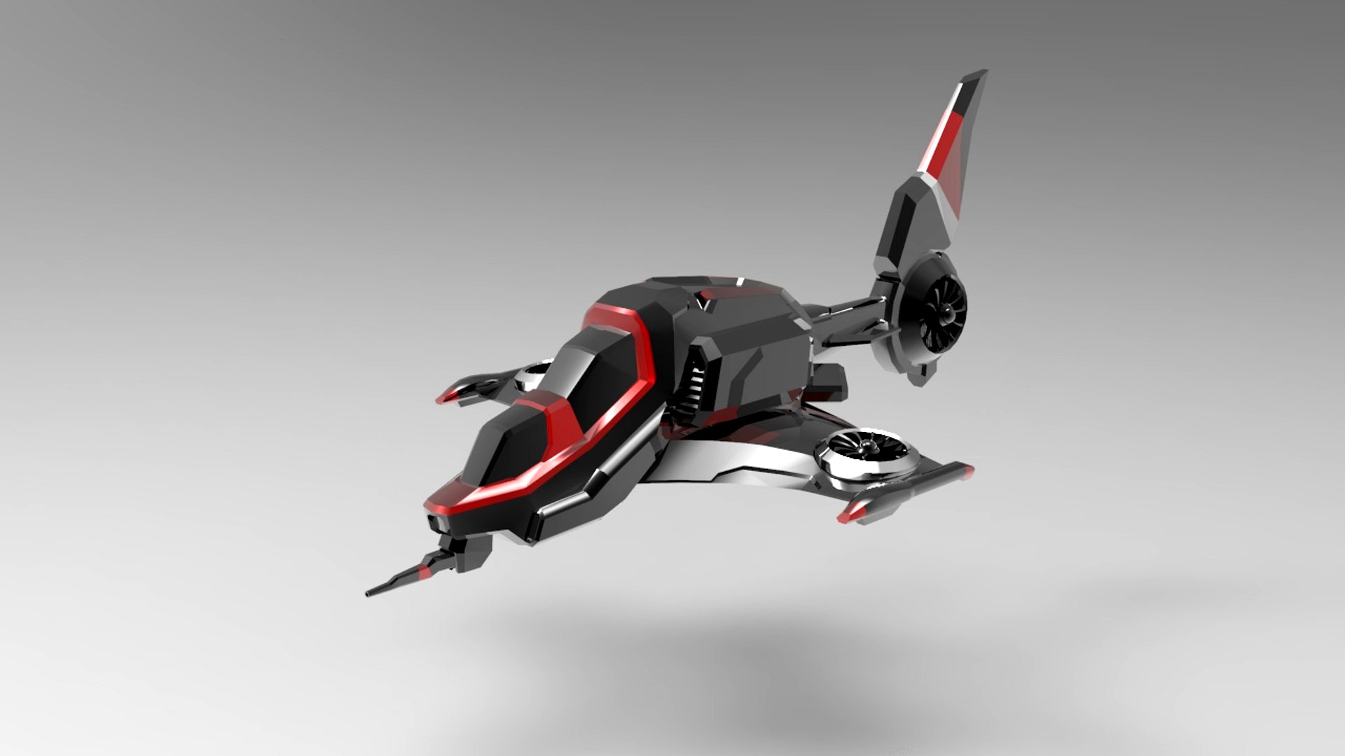 Lowpoly Helicopter Scifi Spaceship Low-poly 3d model