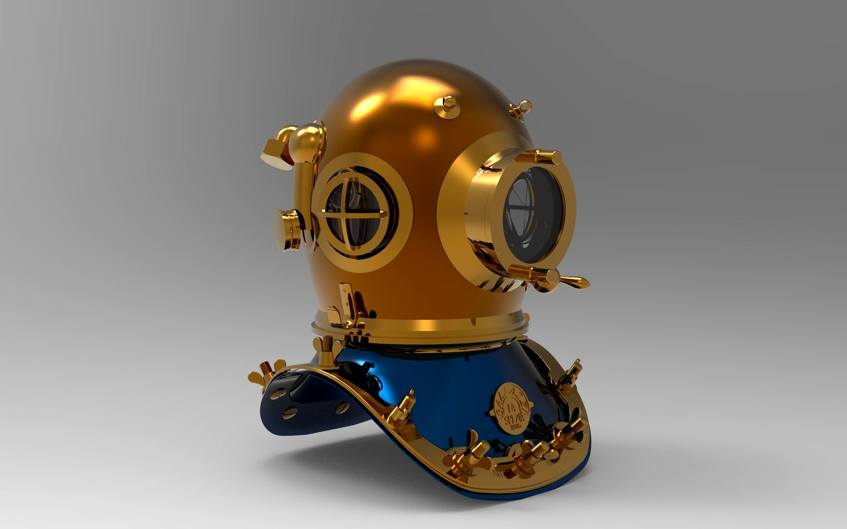 Navy Deep Sea Divers Diving Helmet - 3D Model