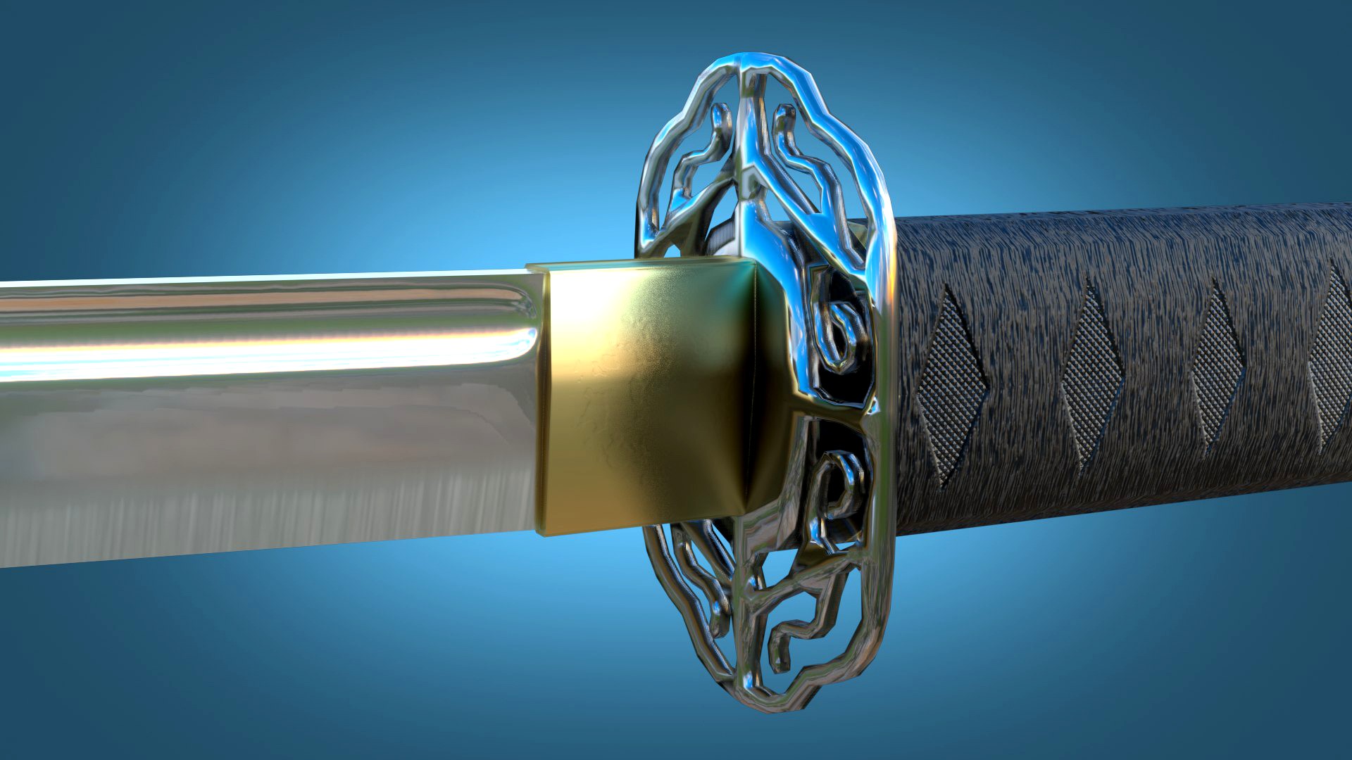 Katana Samurai Sword Japanese Melee Weapon Low-poly Game Ready 3d model