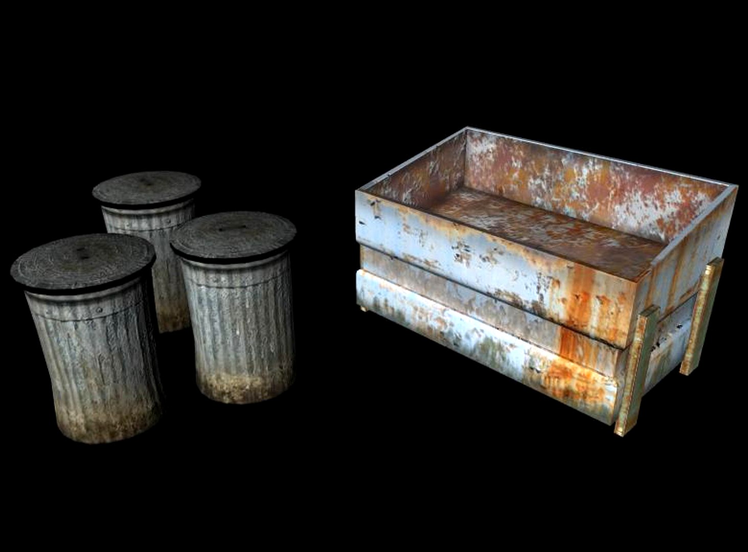Dustbin & Garbage Box 3d model