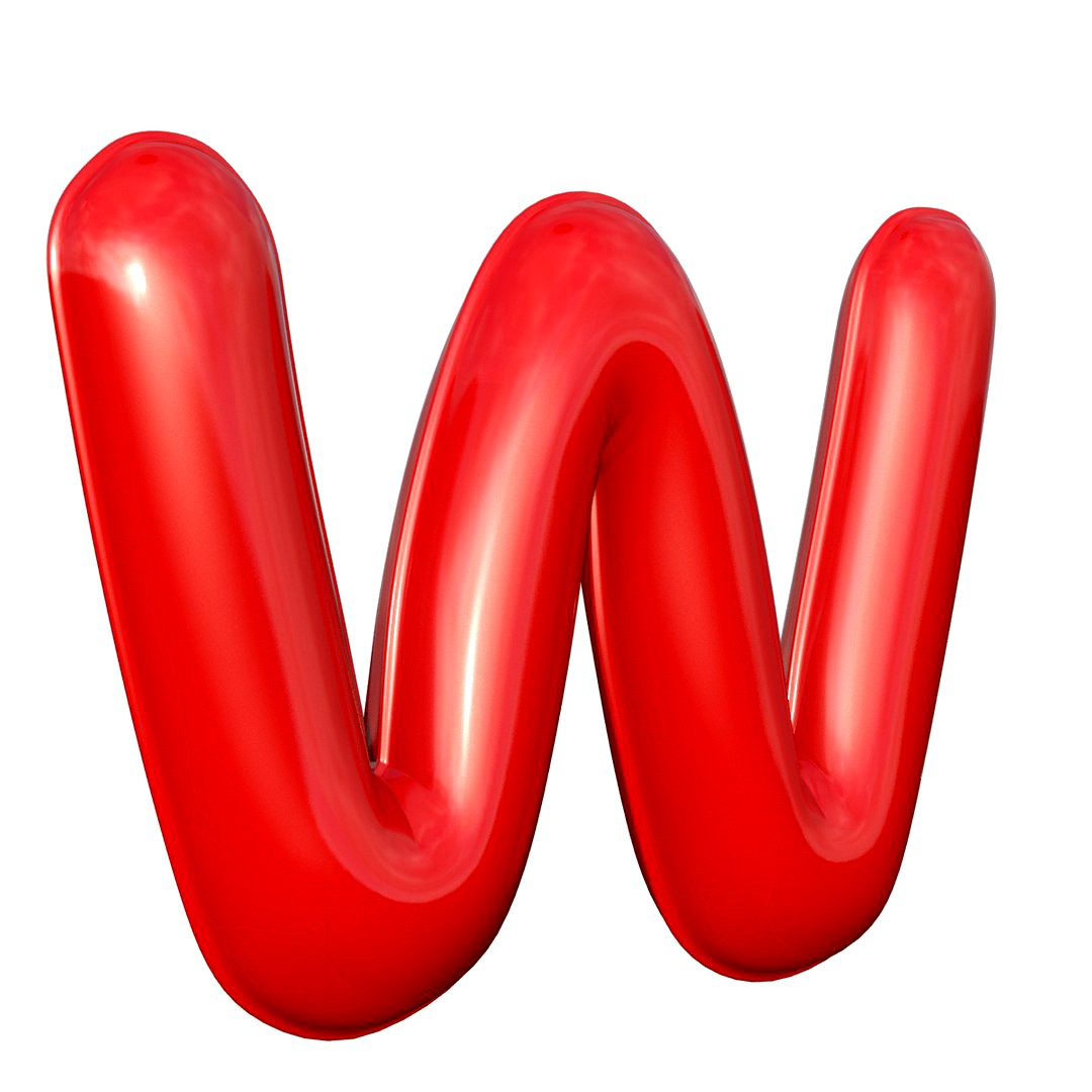 Foil Balloon Letter W Red model 3d