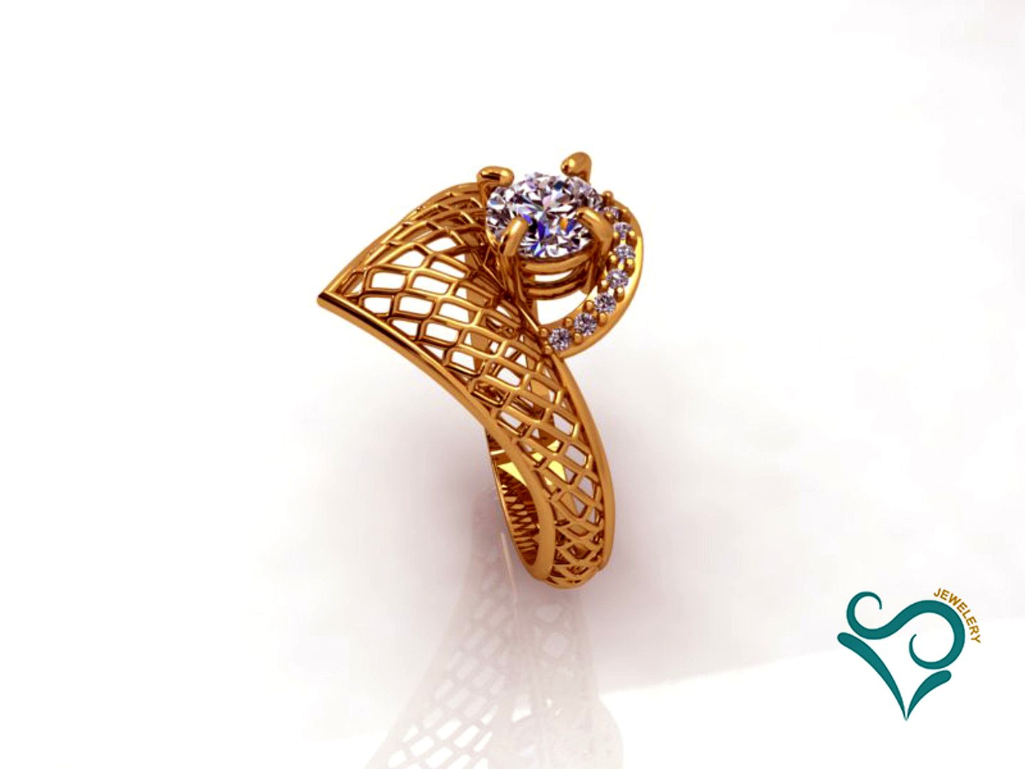 diamond gold ring 3d printable jewel stone ring 3D print model