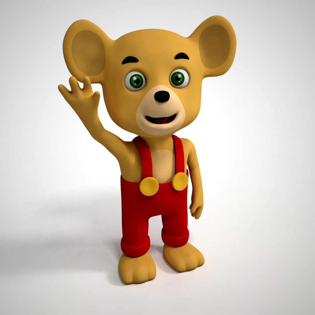 Bear cartoon character rigged 3d model