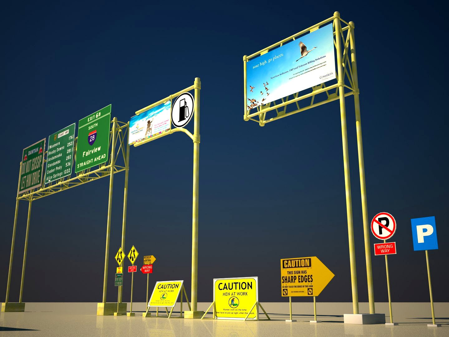 Billboard Road Signs 3d model