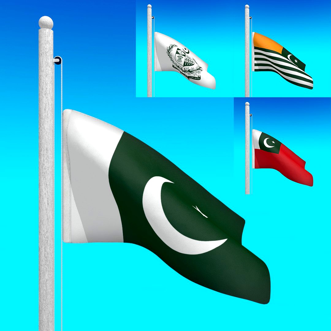 Flags of PAKISTAN - Animated collection 3d model