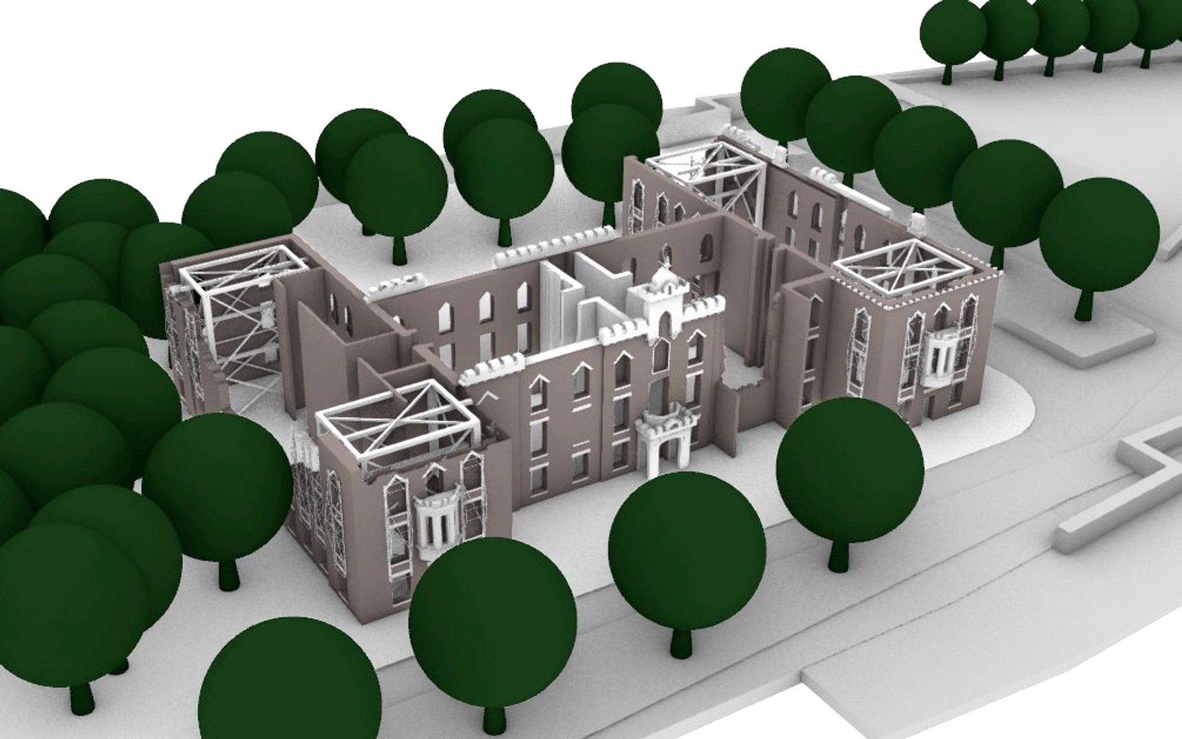 Roosevelt Island and Smallpox Hospital Ruins 3d model