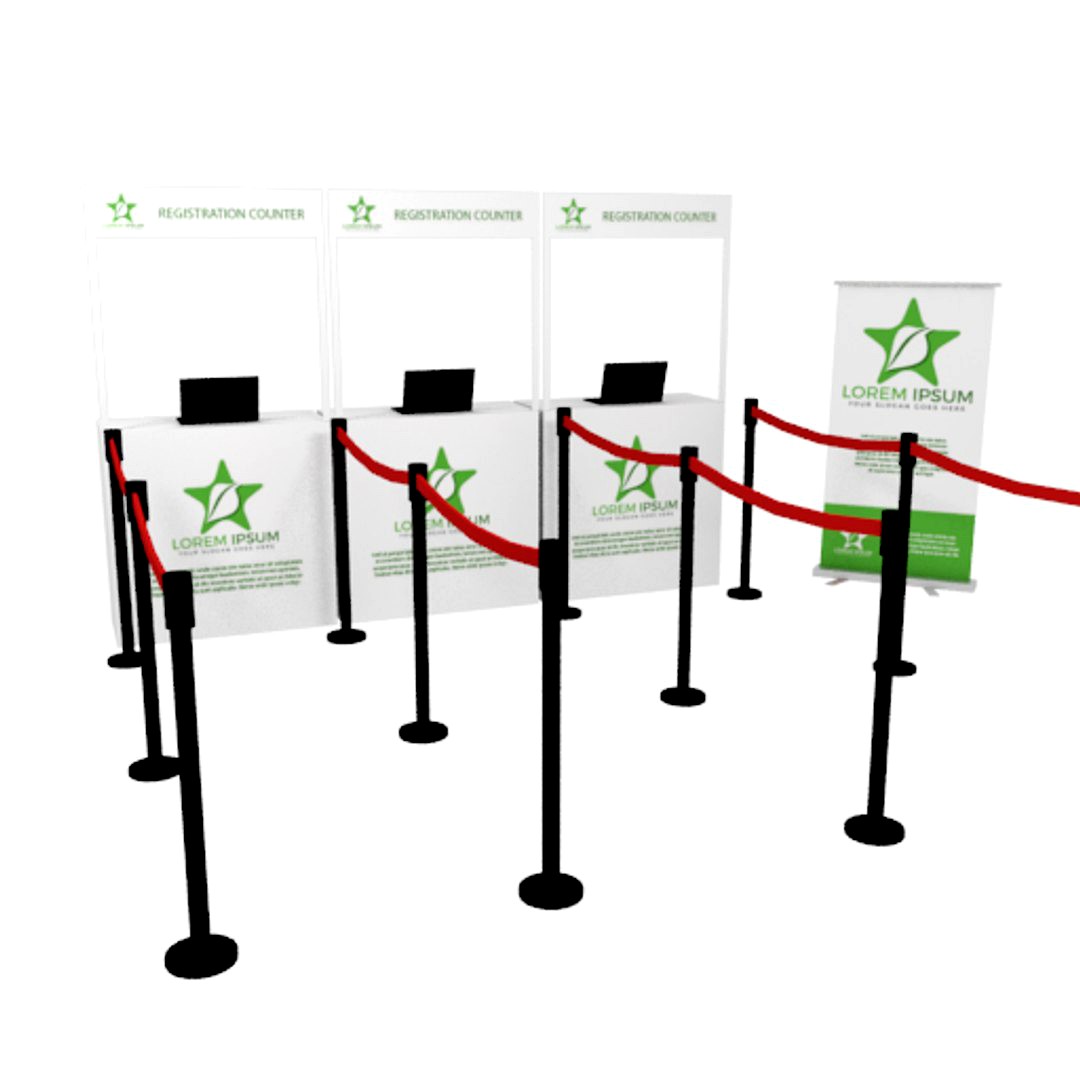 Registration Counter with Banner Stand 3d model