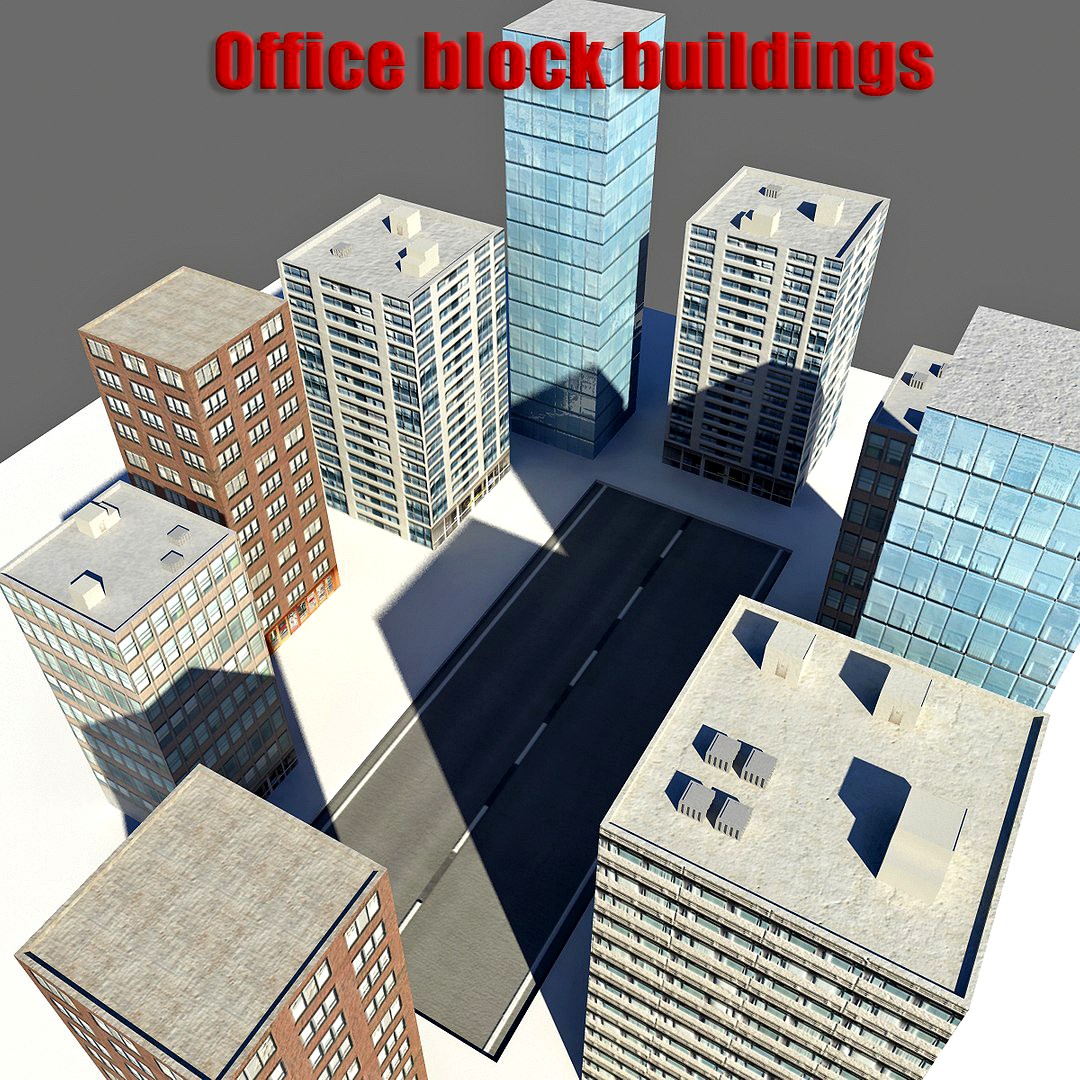 Office block buildings 3d model