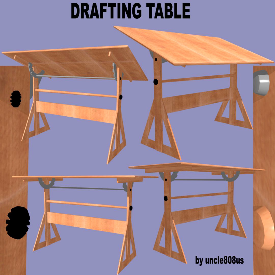 Drafting Table FBX + OBJ 3d model