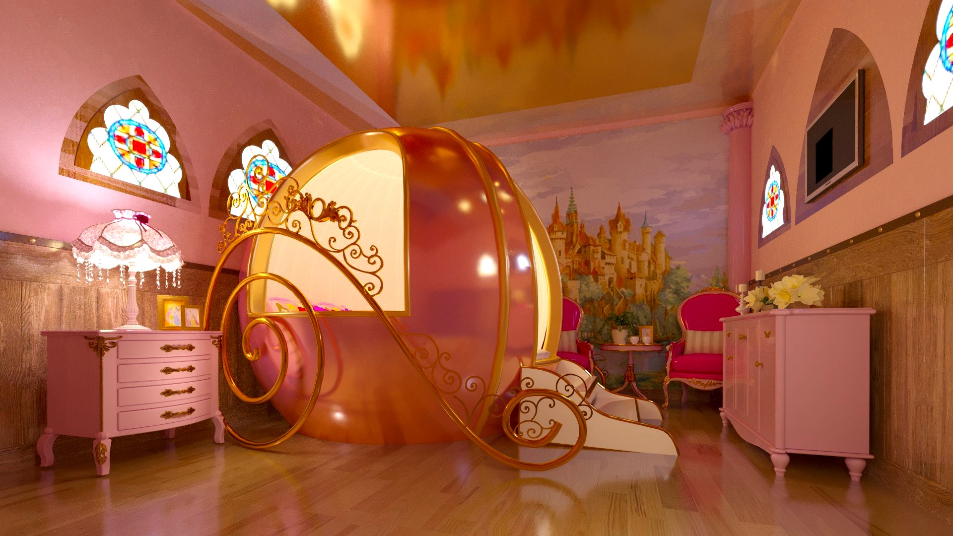 Princess Child Room 3D Model Scene