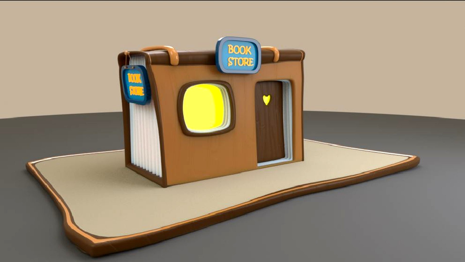 Cartoon Book Store house 3d model