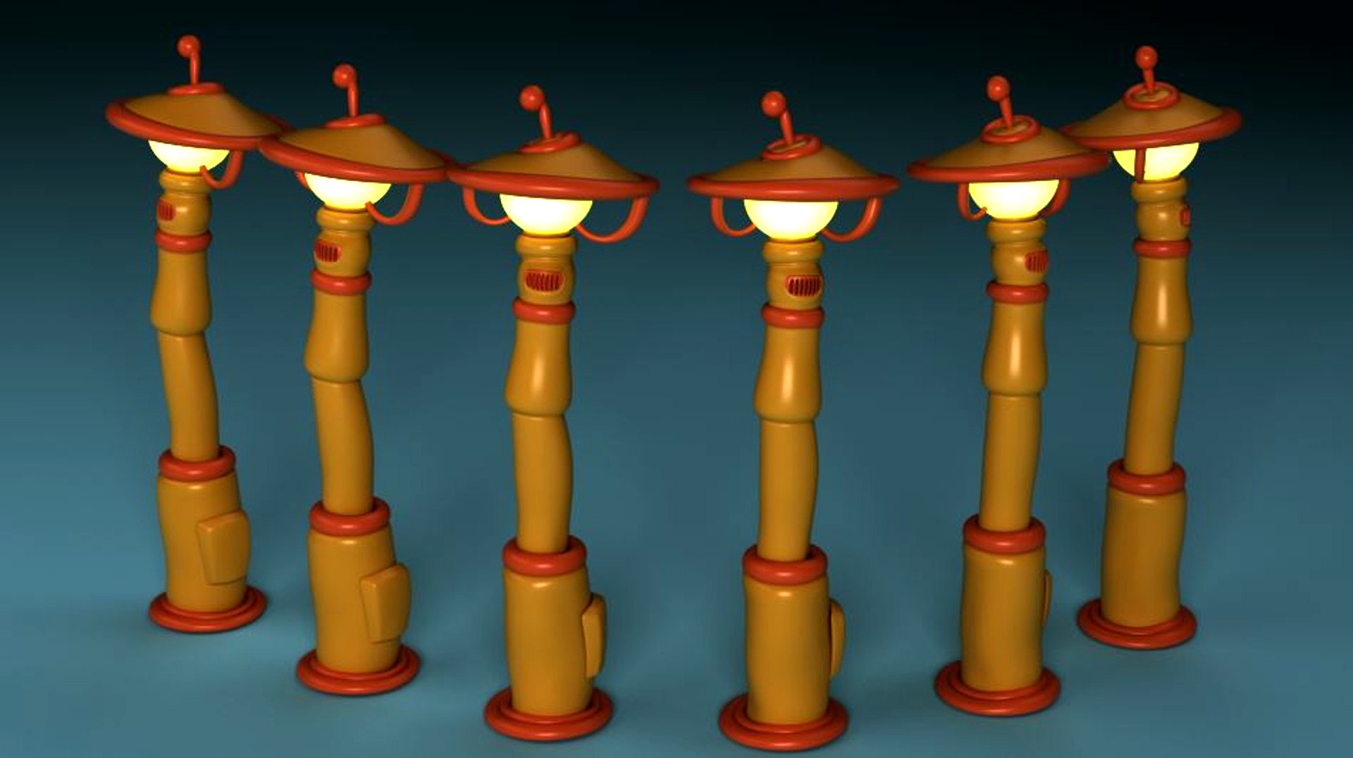 Cartoon city street park light 3d model