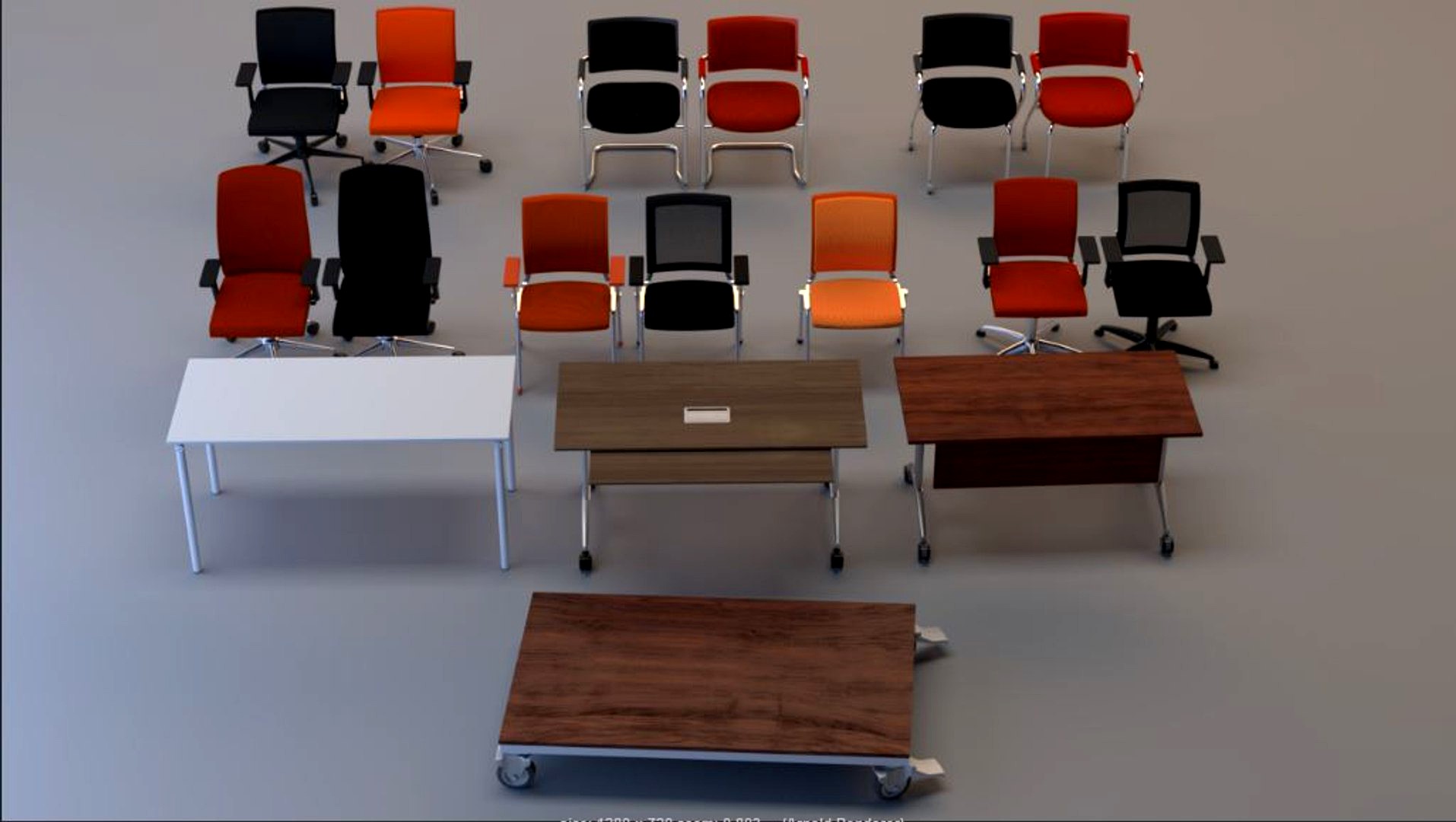 Desk and Chair Collection 3d model
