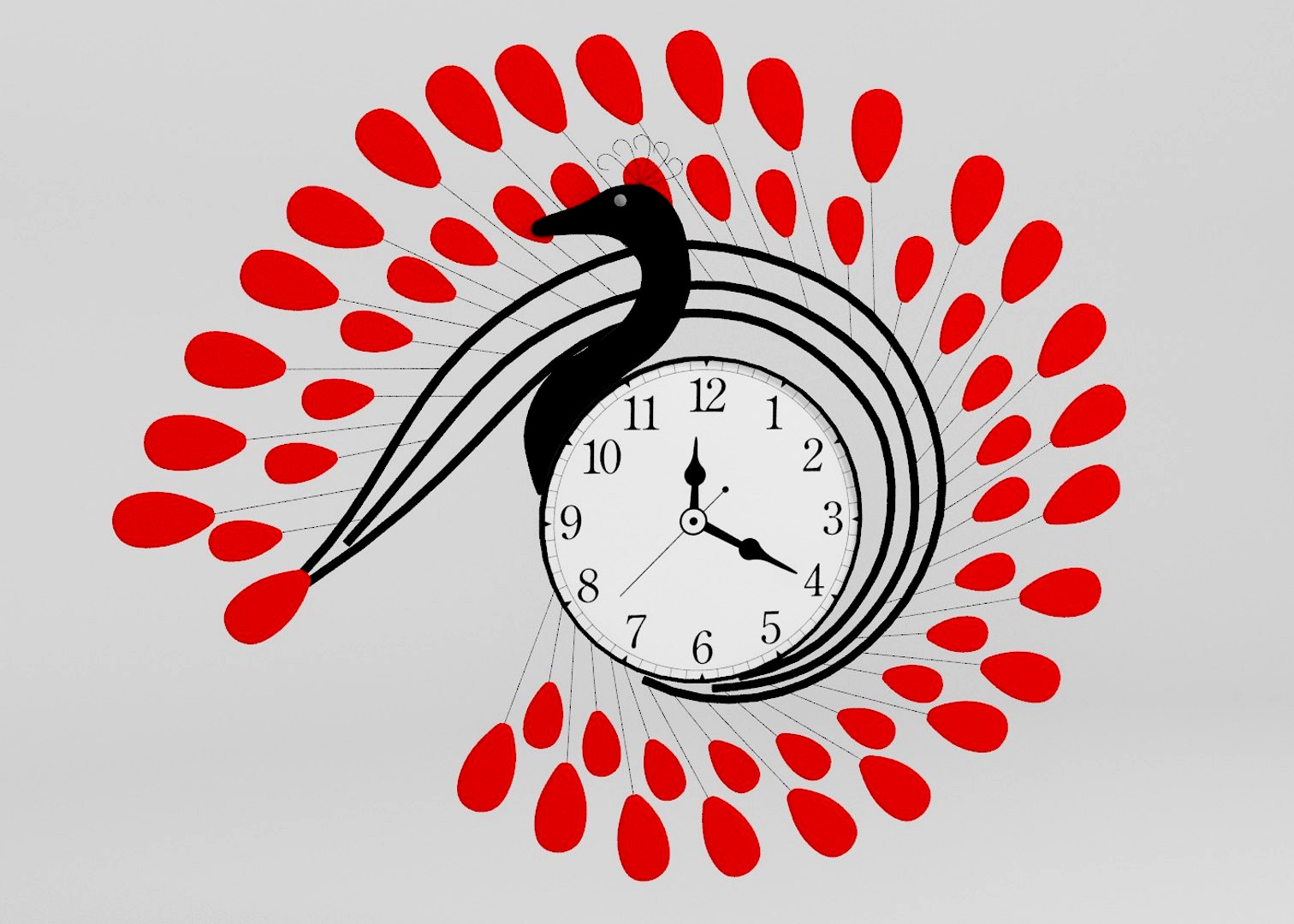 Peacock Wall Clock 3d Model 0891