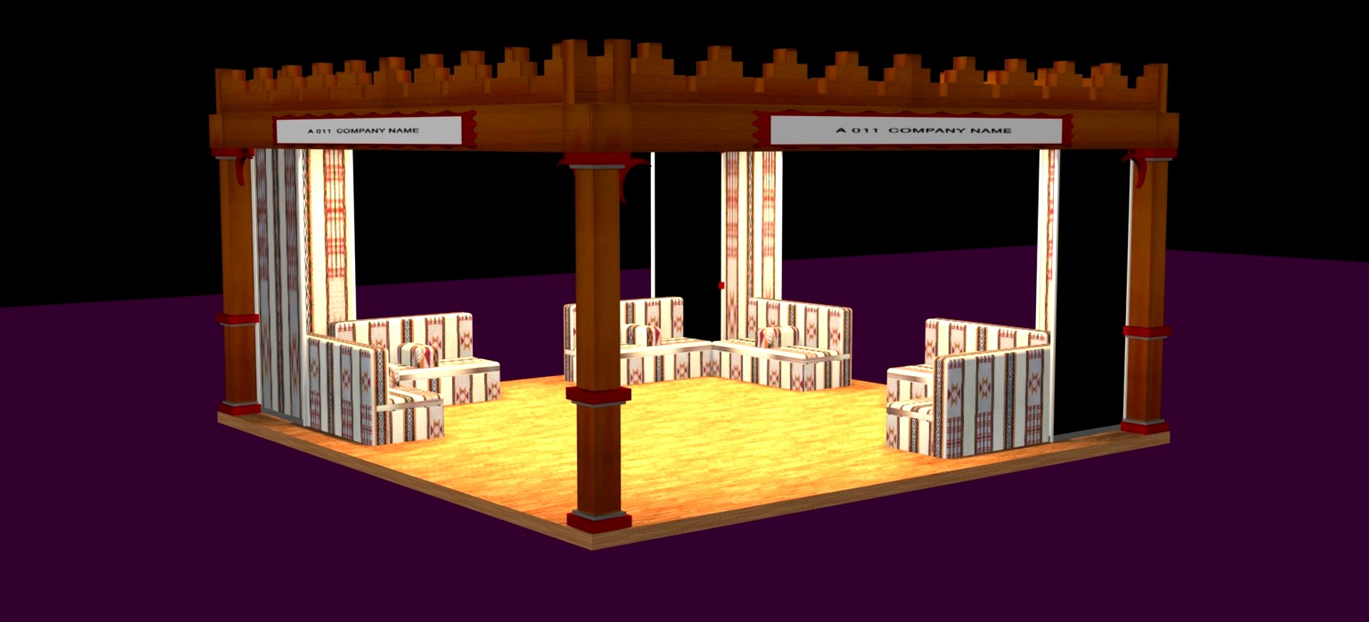 6x6 stand exhibition booth design system 3d model