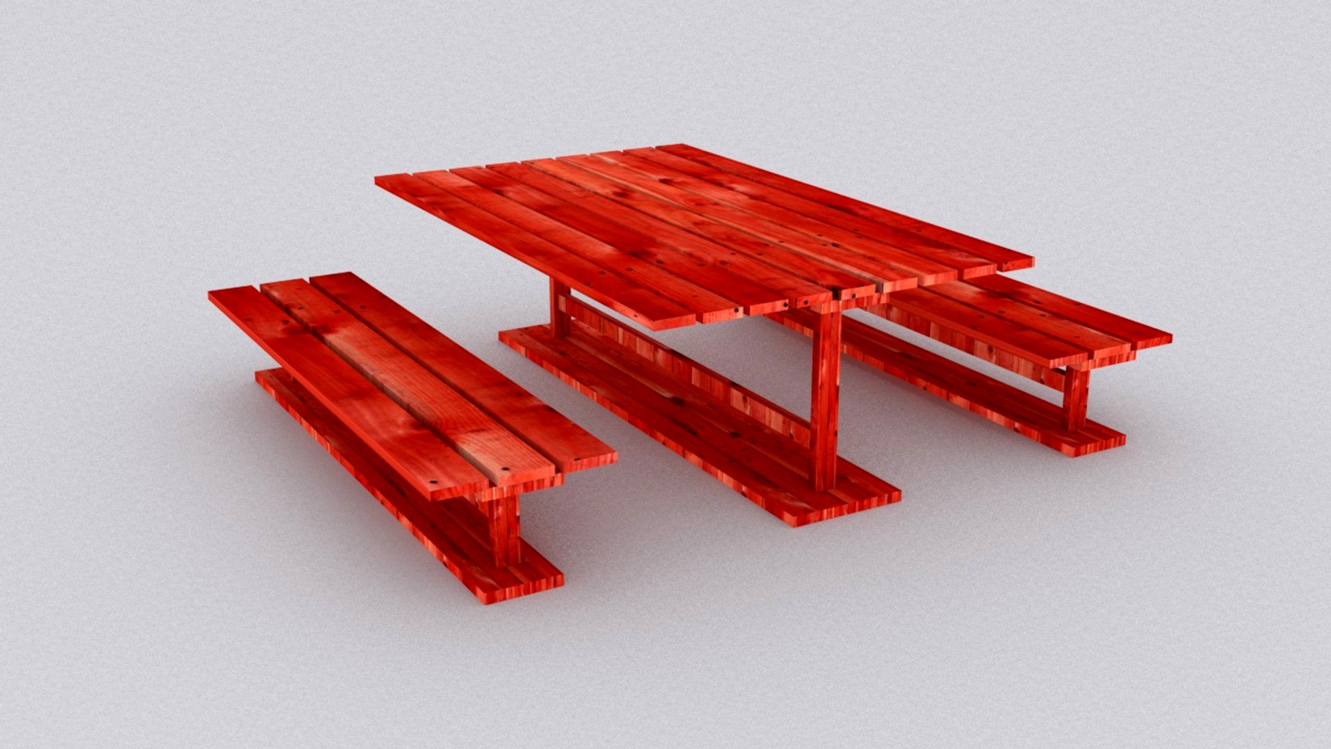 Wood Picnic Table 4 3d model