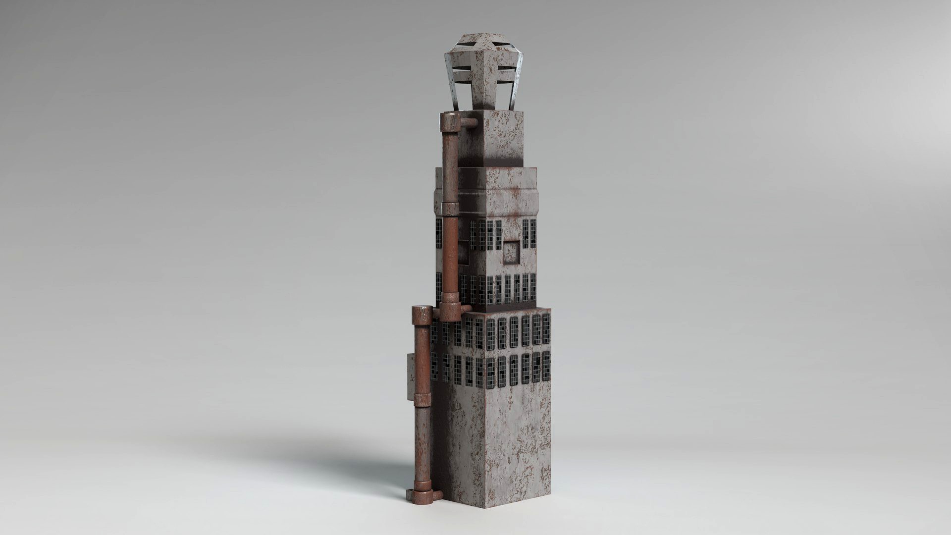 Futuristic Building Ruins Low Poly 3d model