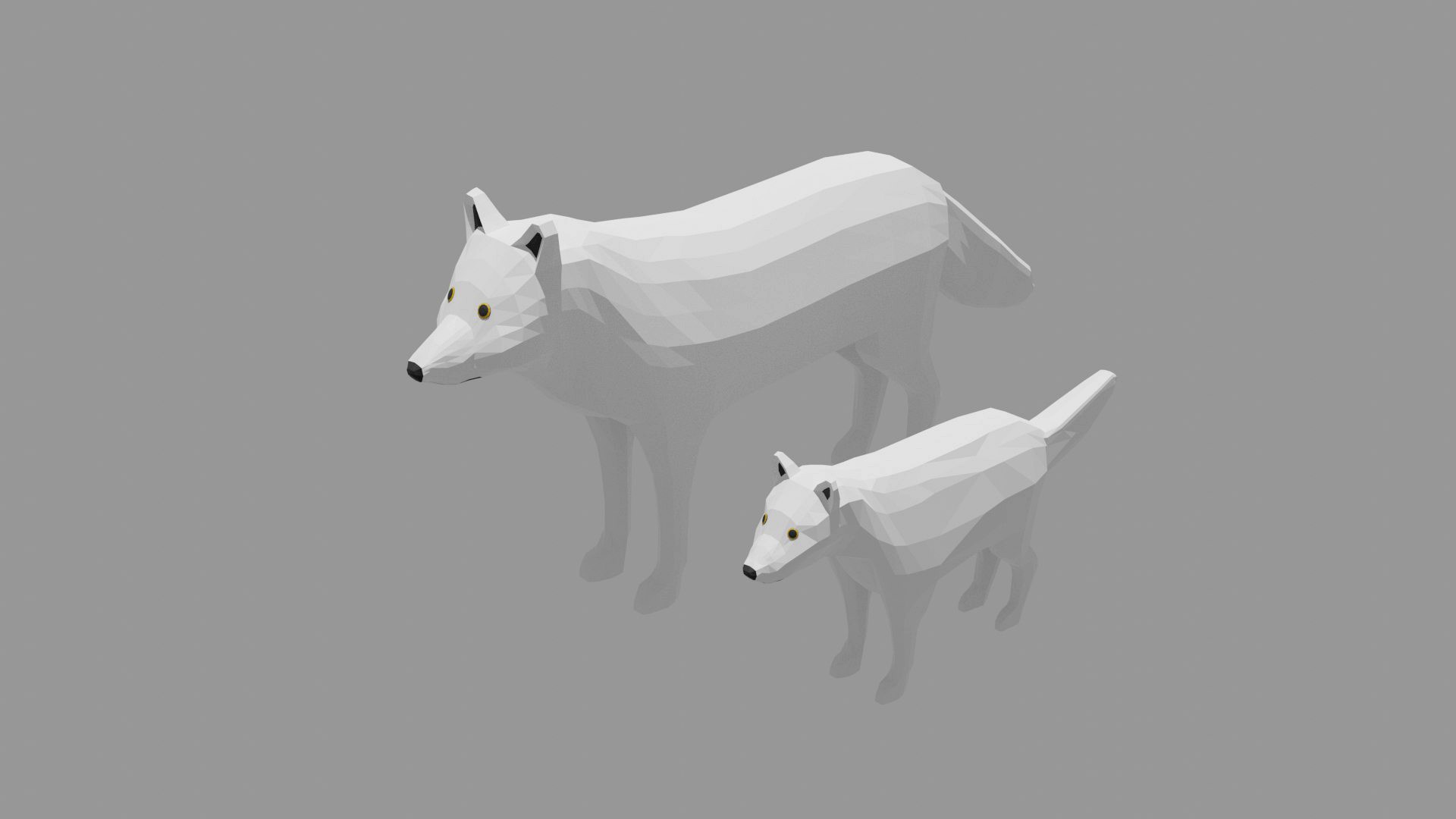 Cartoon Polar Wolf Family 3d model
