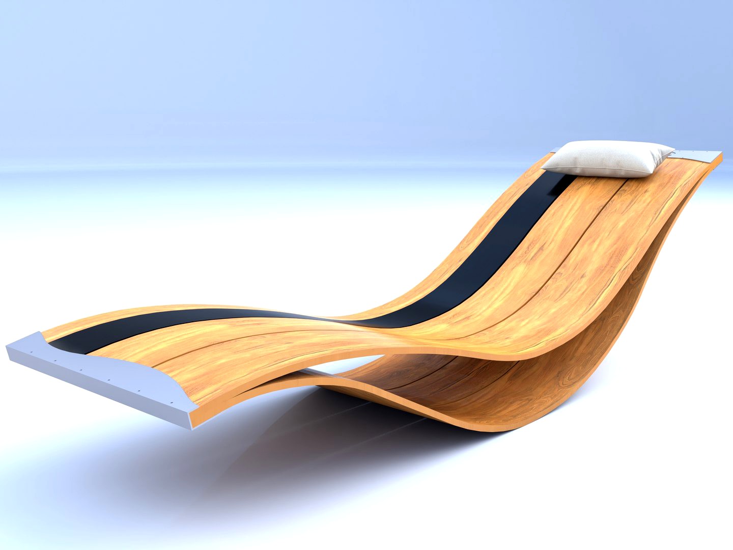 Modern Wooden Pool Lounge Chair - Designed by Pooz 3D model