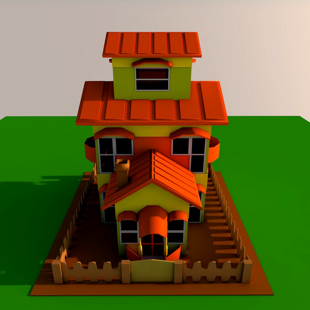 Low poly cartoon house 3d model