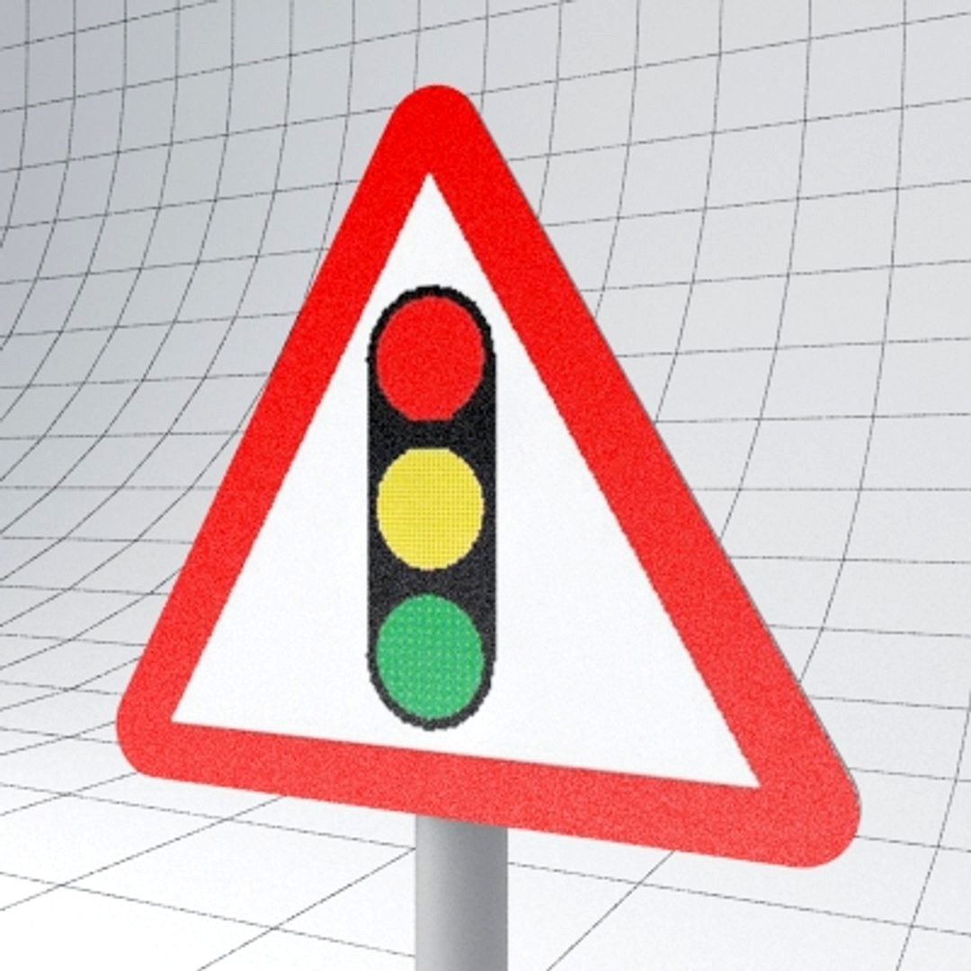 Road Sign - Traffic Signals Ahead 3d model