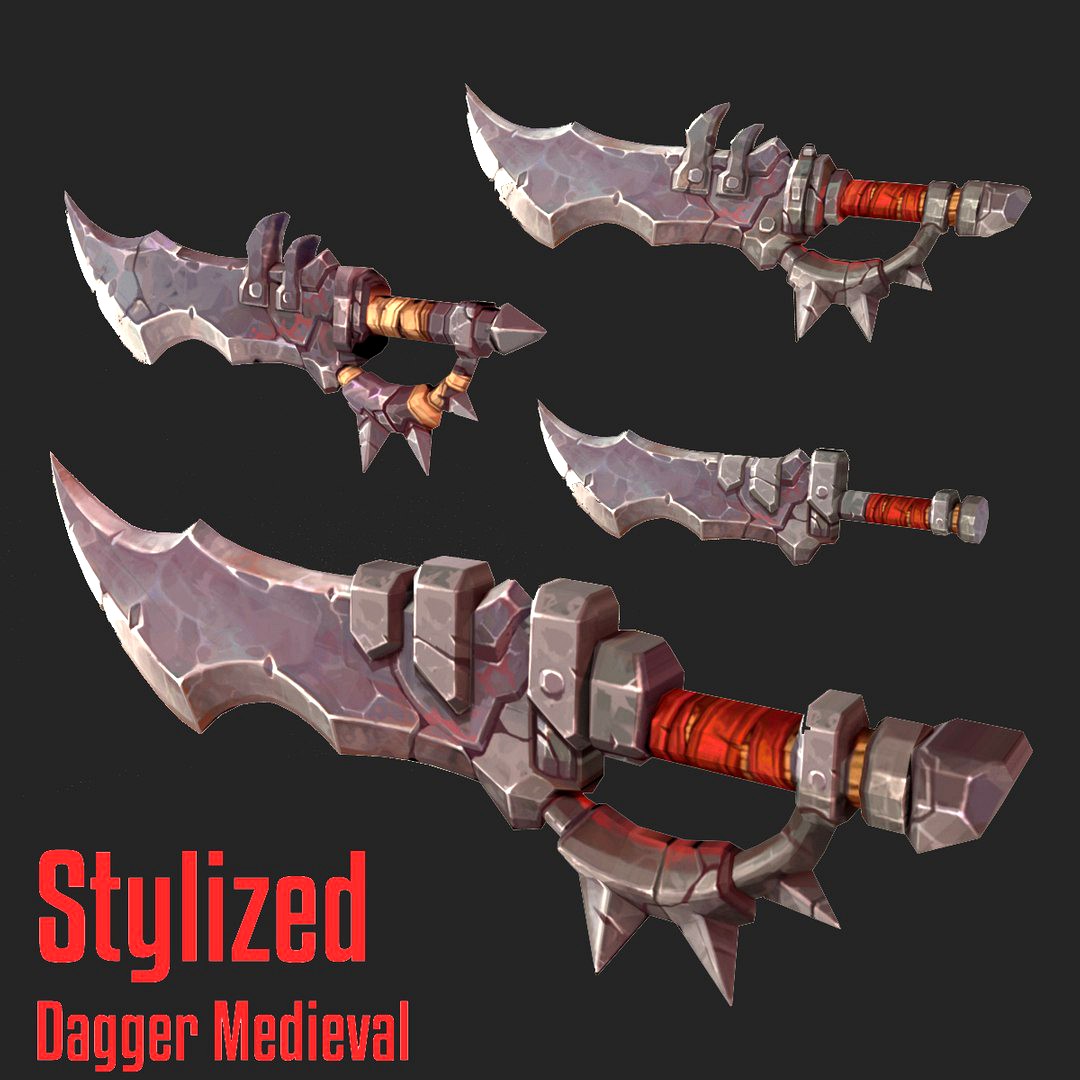 Medieval Dagger Stylized Game Ready 3d model