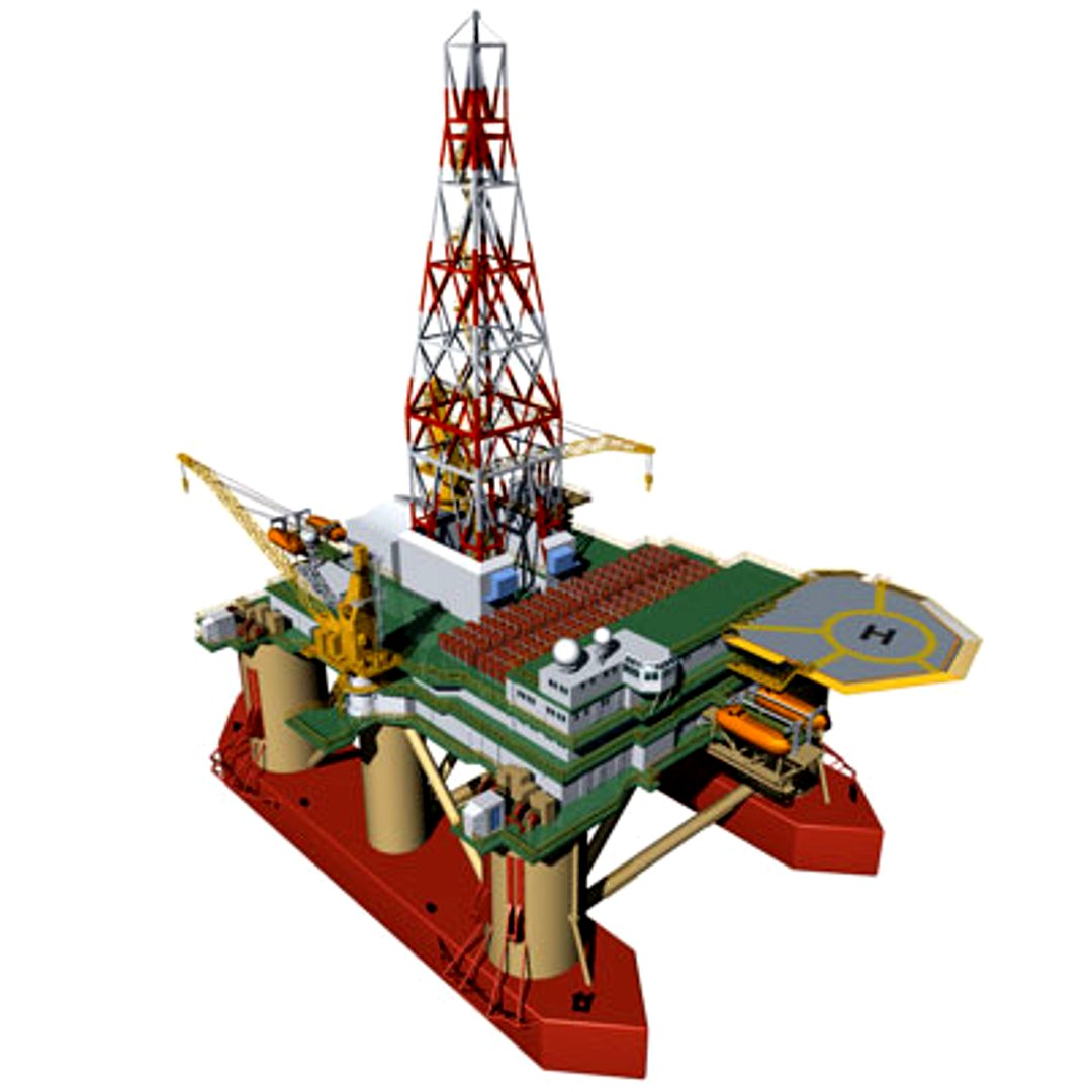 Semi sub rig 3d model