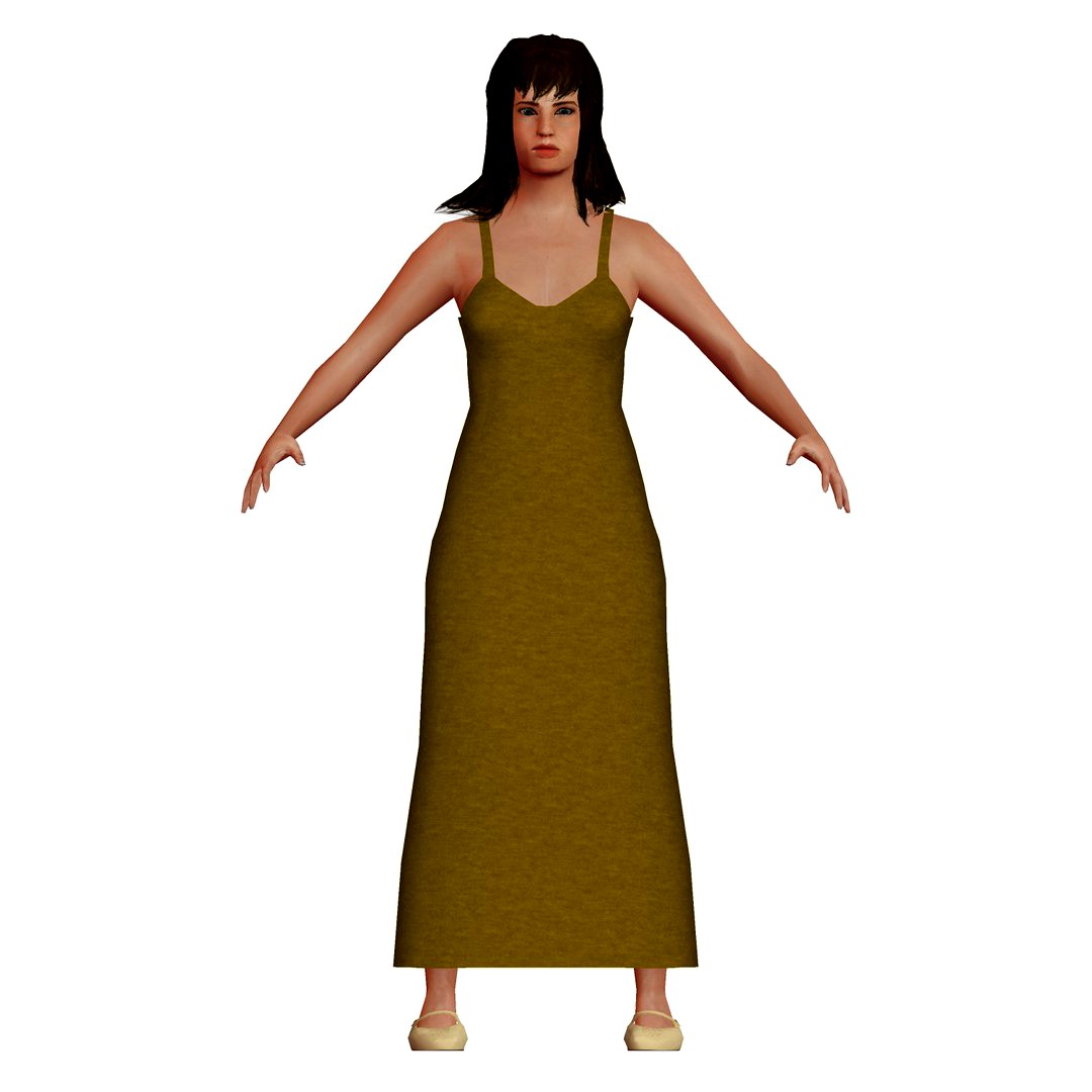 Caucasian Woman Low-Poly Dress 3d model
