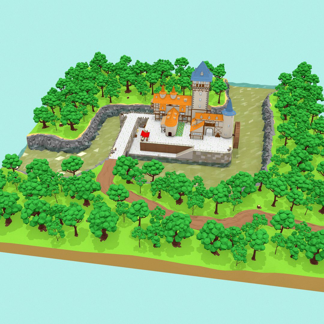Medieval Castle Low-Poly 3D Model