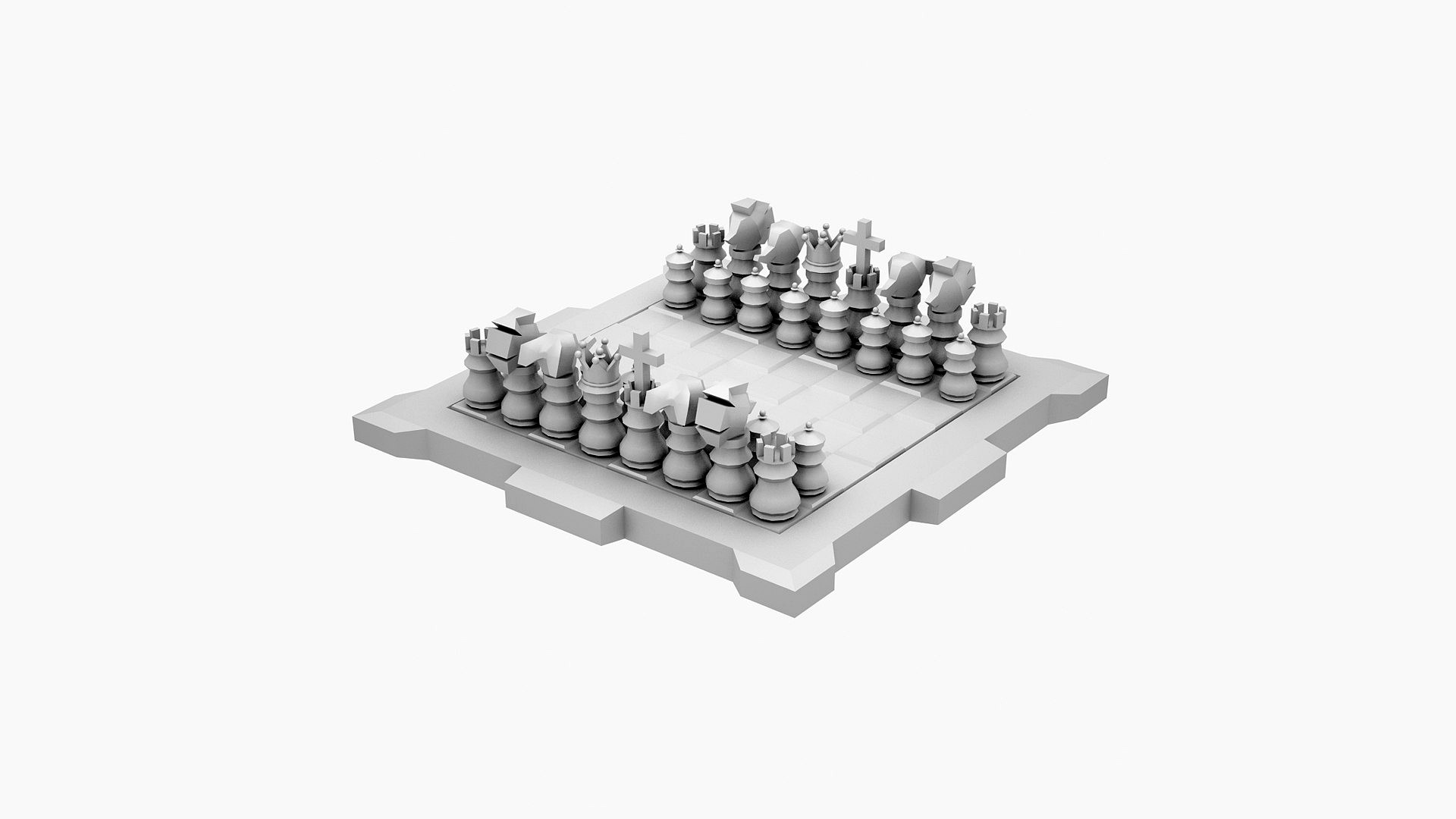 Lowpoly Chess Set 3D PRINT model