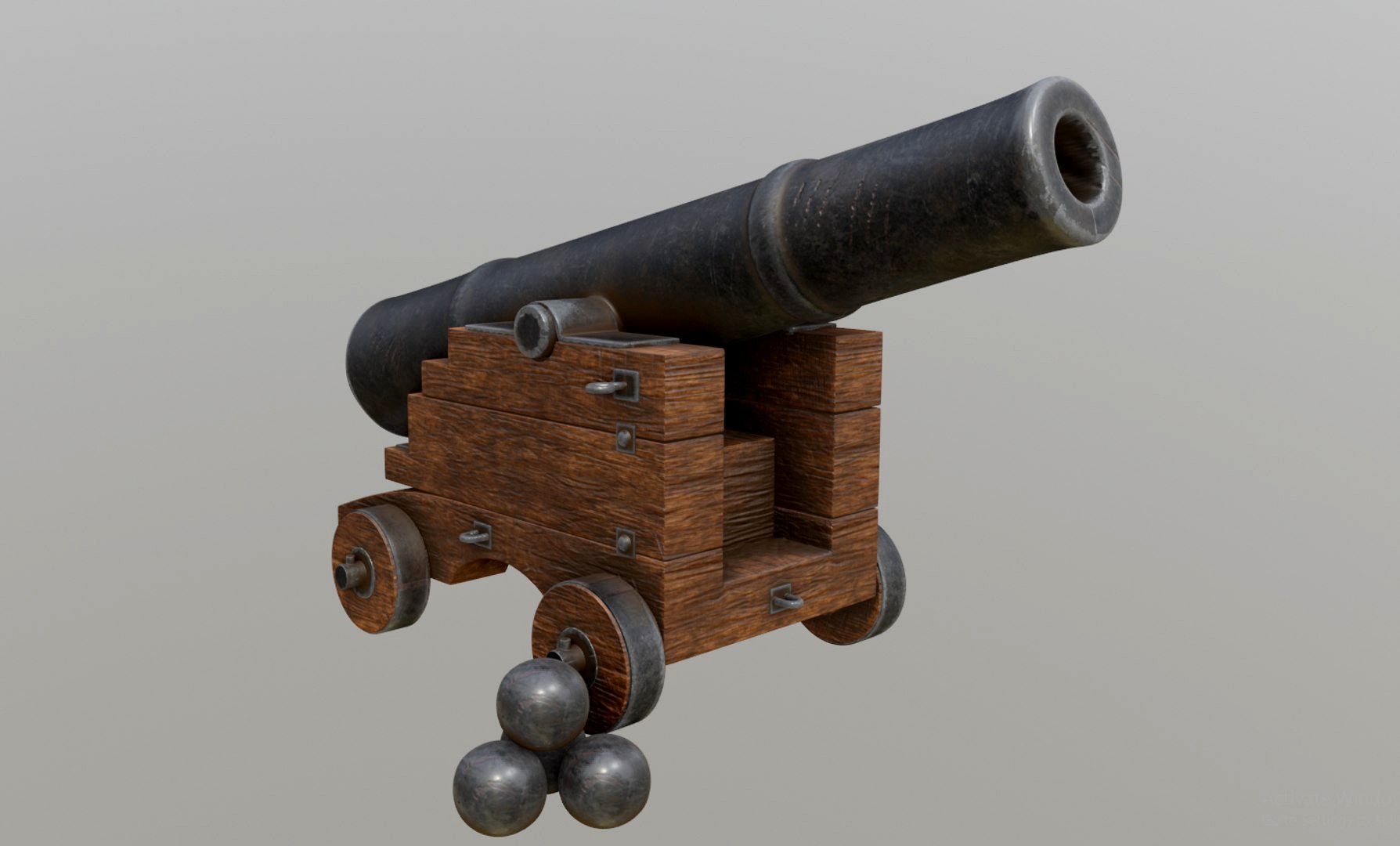 Old medieval Cannon Mortar with pbr textures Low-poly 3d model