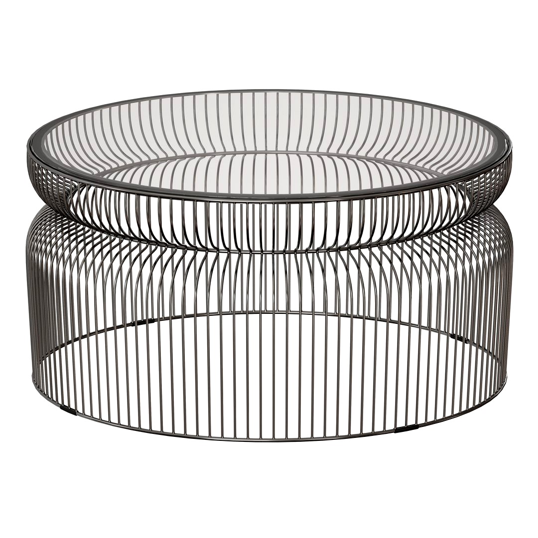 Spoke Glass Graphite Metal Coffee Table 3d model