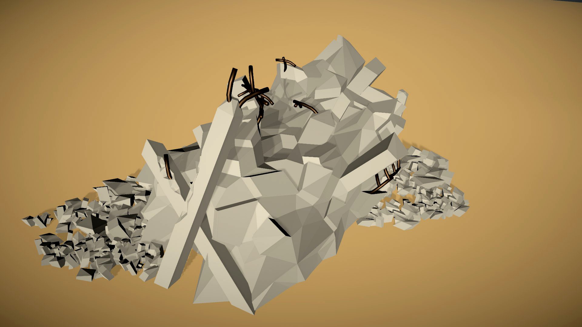 Low Poly Fallen Rubble 02 3d model