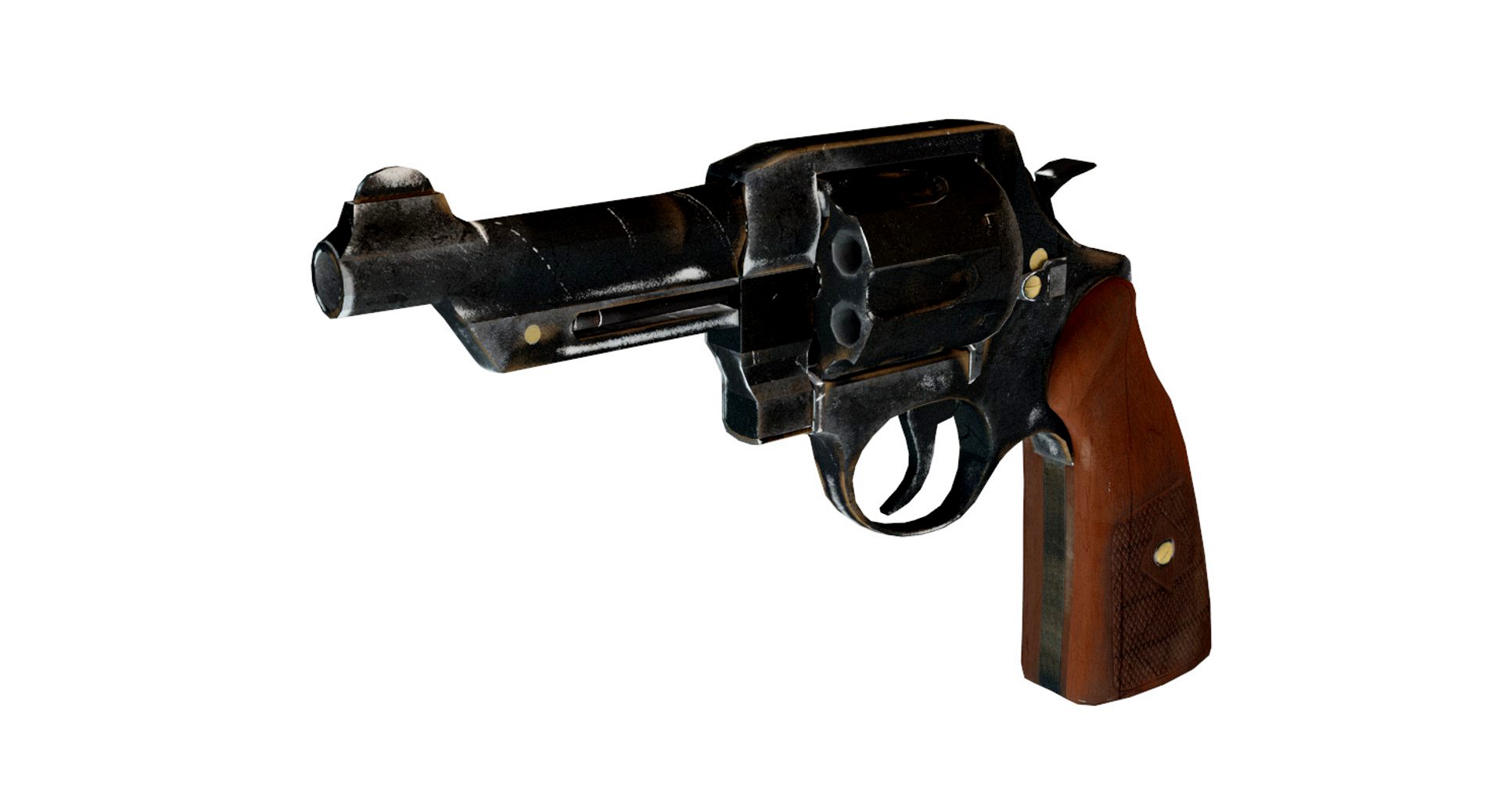 Low Poly Old Revolver 3d model