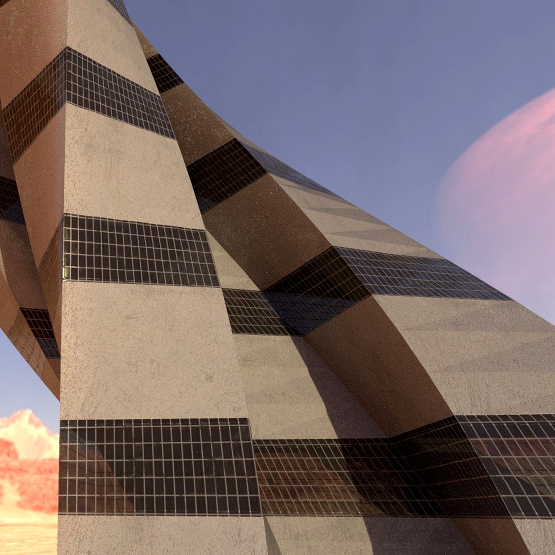 Sci fi Tower Concrete And Windows 3d model