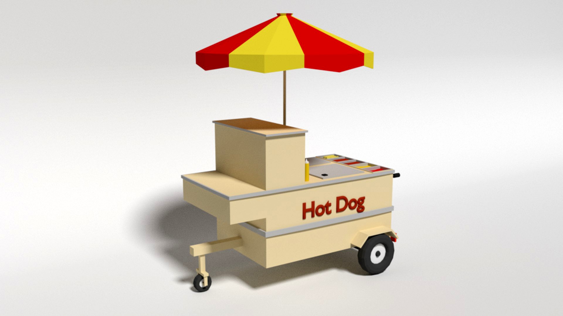 Low Poly Cartoon Hot Dog Cart 3d model