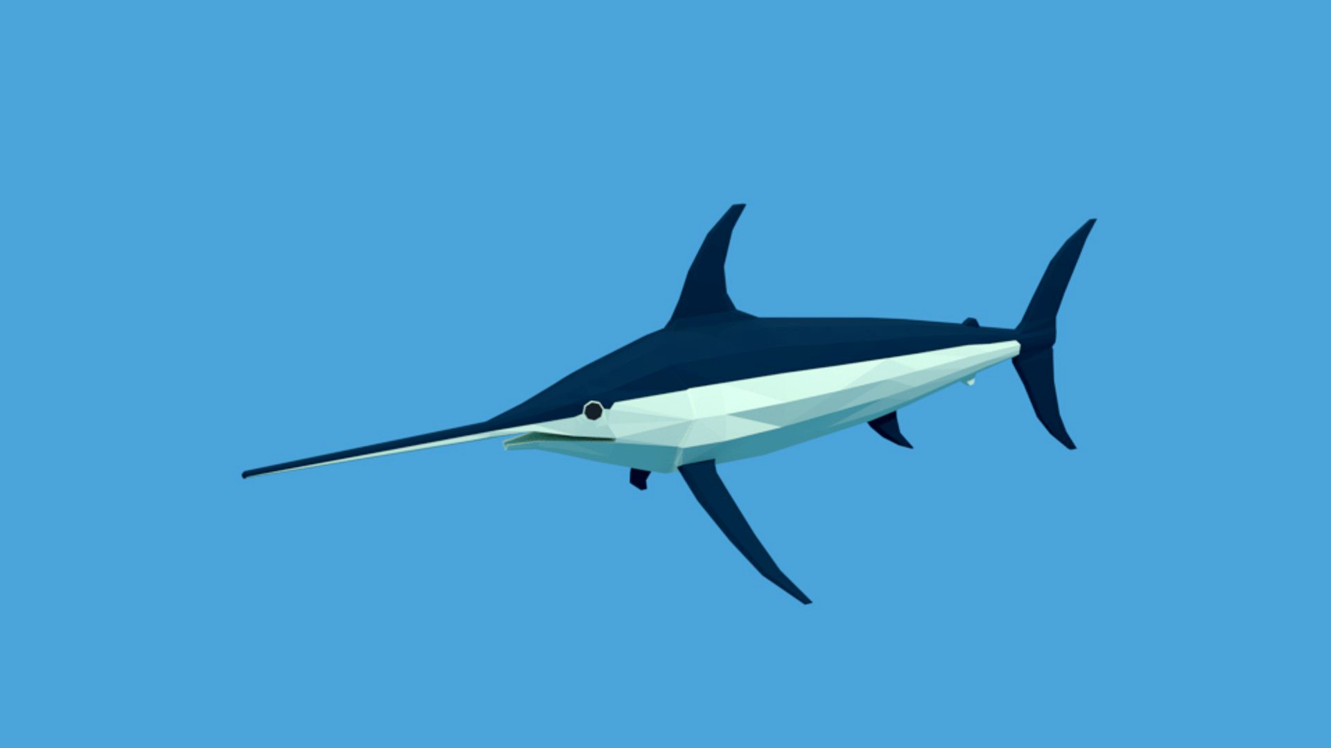 Low Poly Cartoon Swordfish 3d model