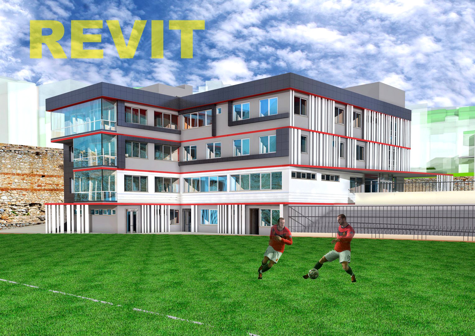 Football Administrative Building 3 REVIT 3d model
