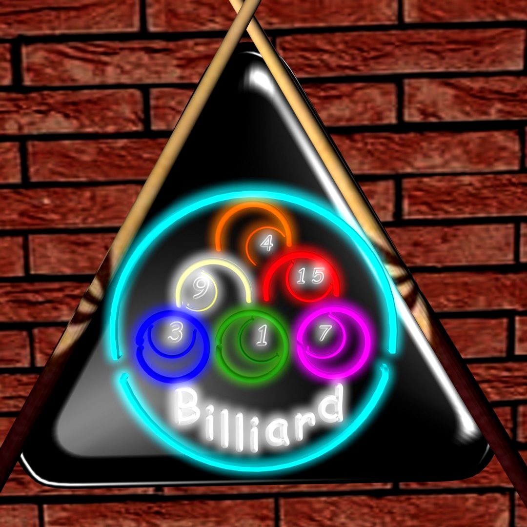 Billiard neon sign 3d model