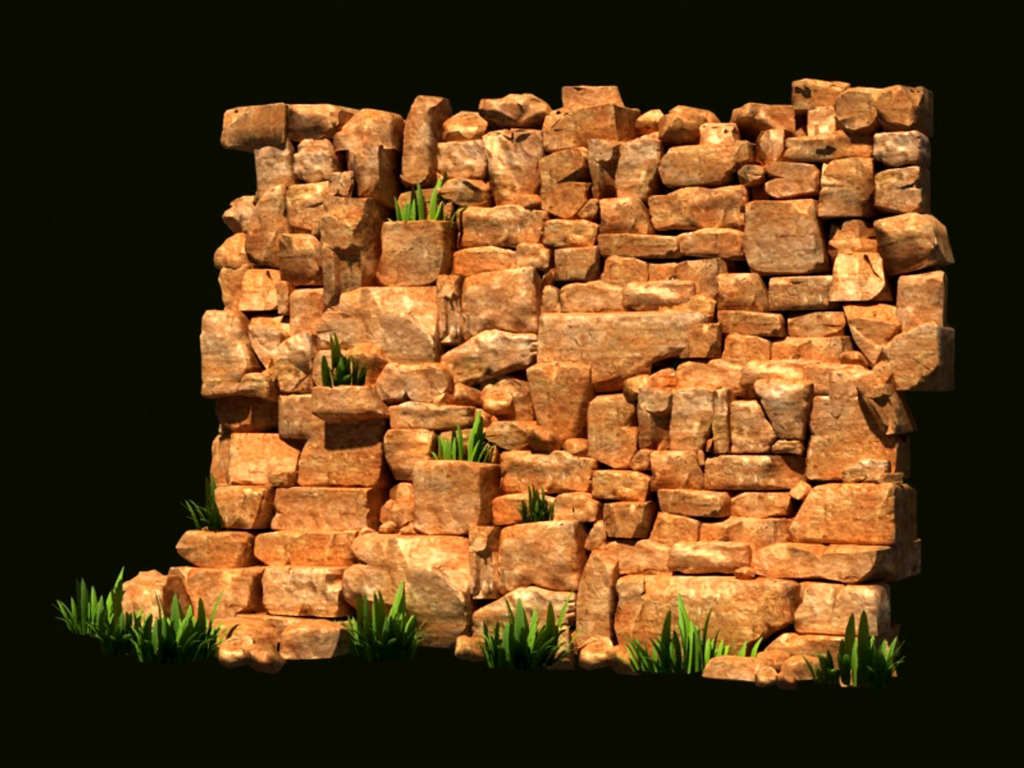 Rubble walls stone walls ruins ancient scenes 3d model