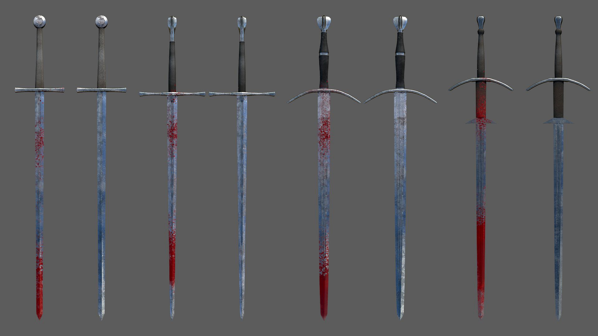 Medieval Swords pack -Bloody and clean- 3d model