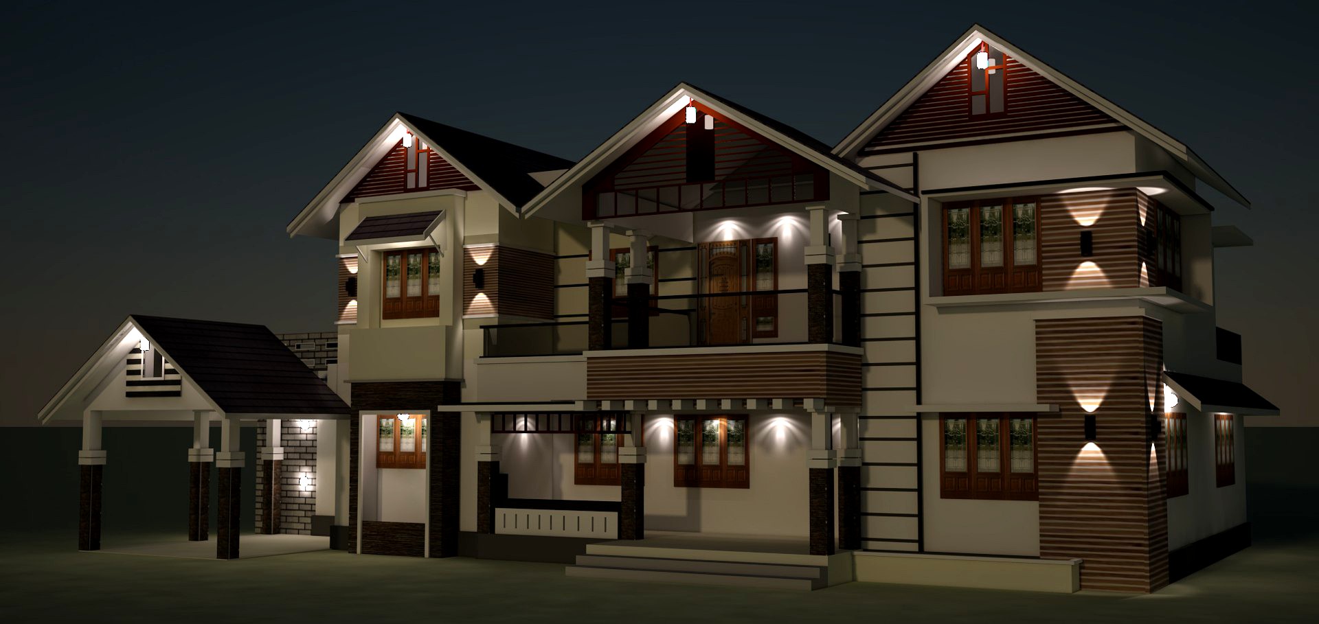 House at 6 PM 3d model
