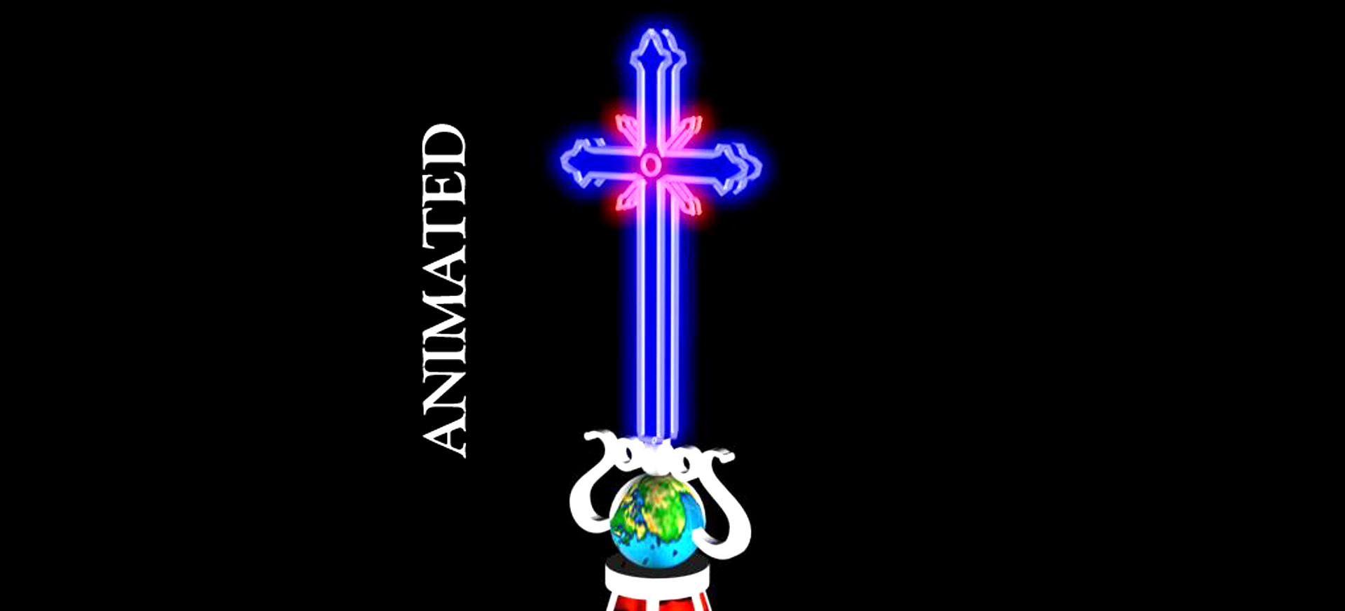 animated neon cross sign 3d model