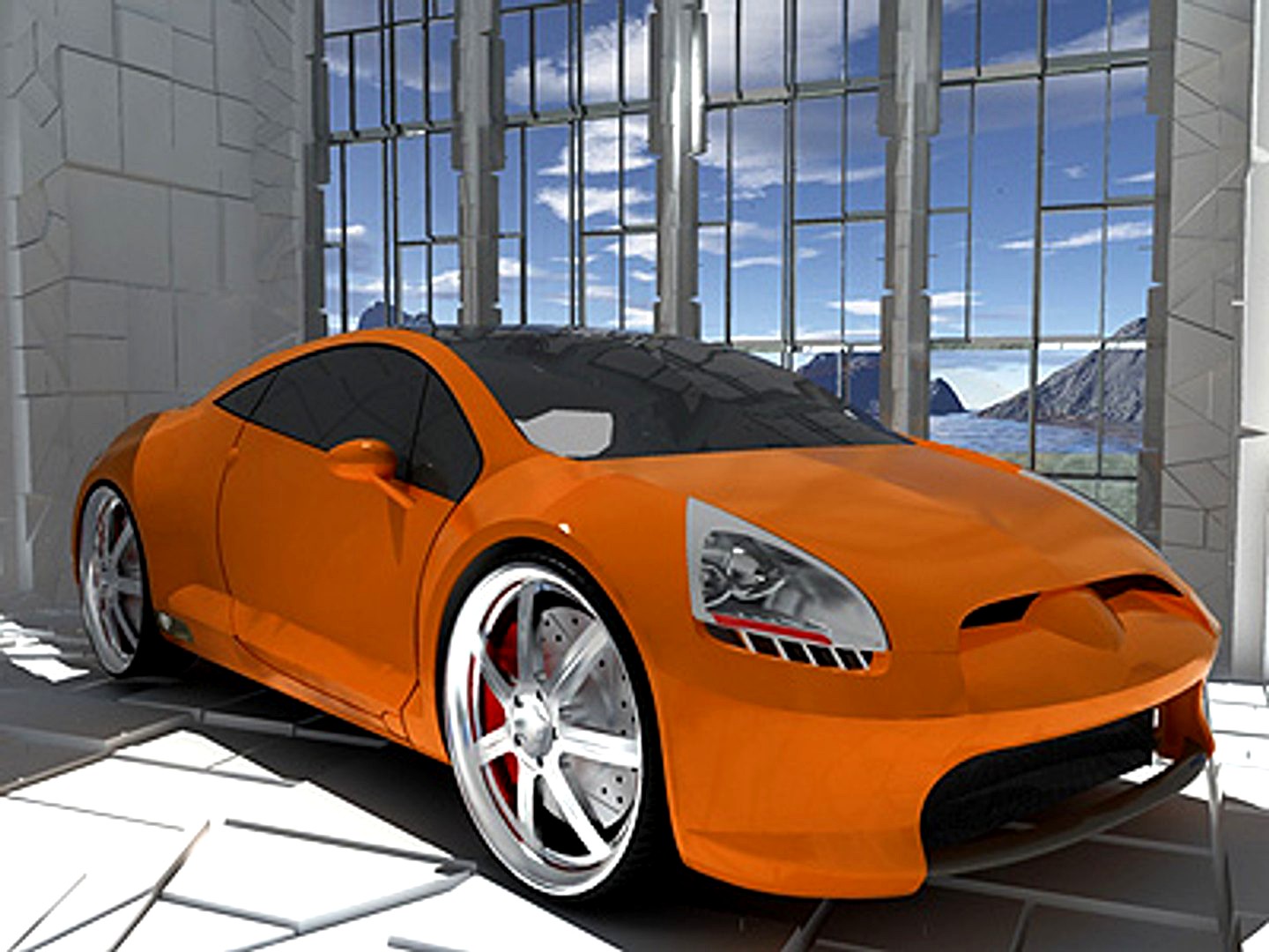 MITSUBISHI ECLIPSE CONCEPT-E AND STAGE PROP B VER. 2007 3d model