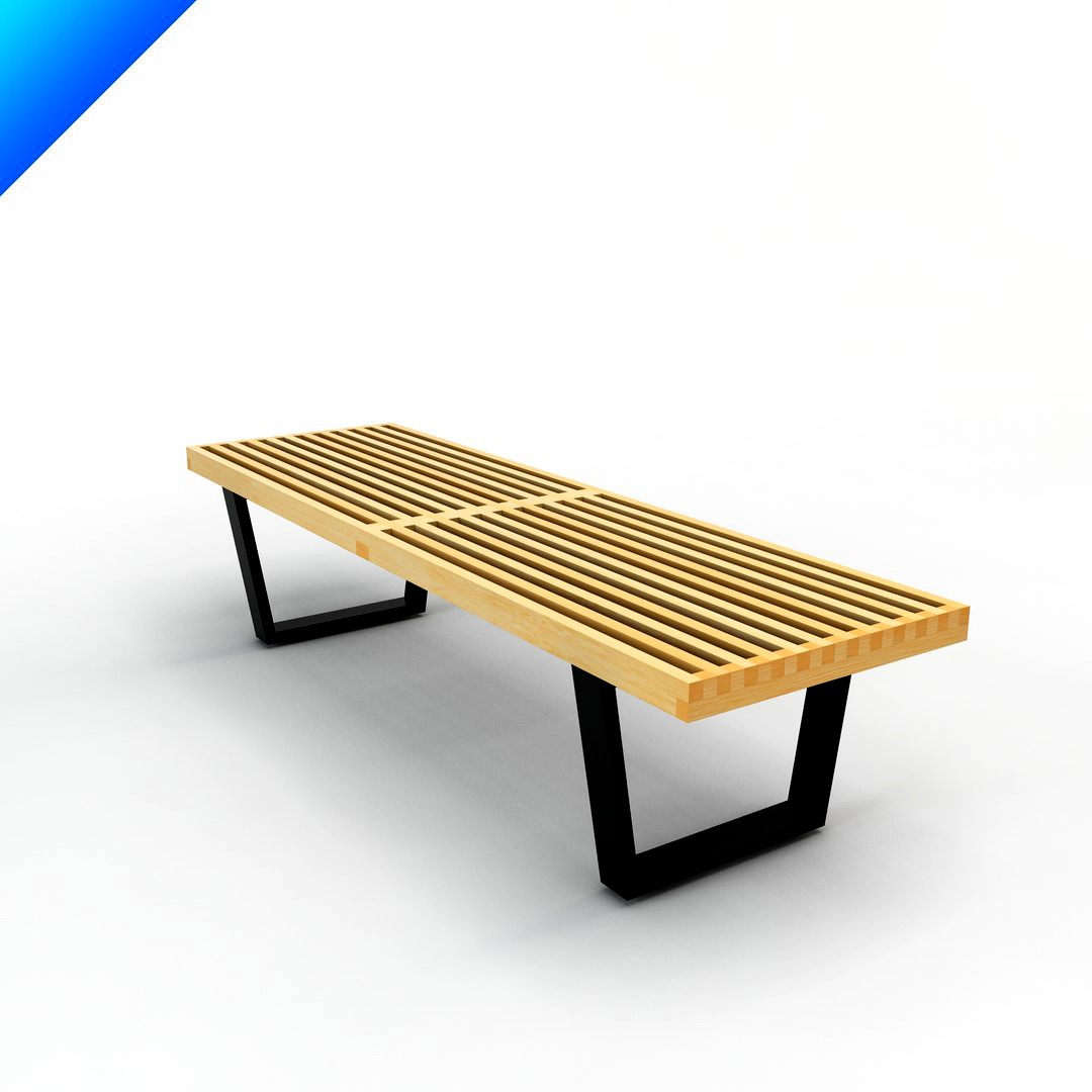 George Nelson Wood Base Platform Bench 3d model