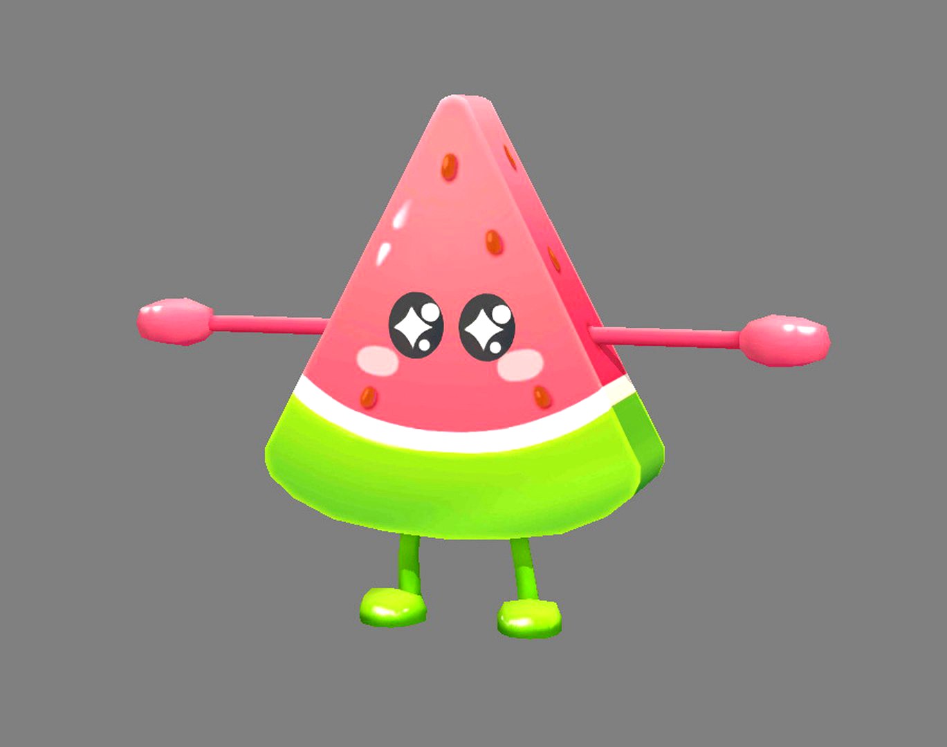 Cartoon watermelon monster - fruit mascot with expression 3d model