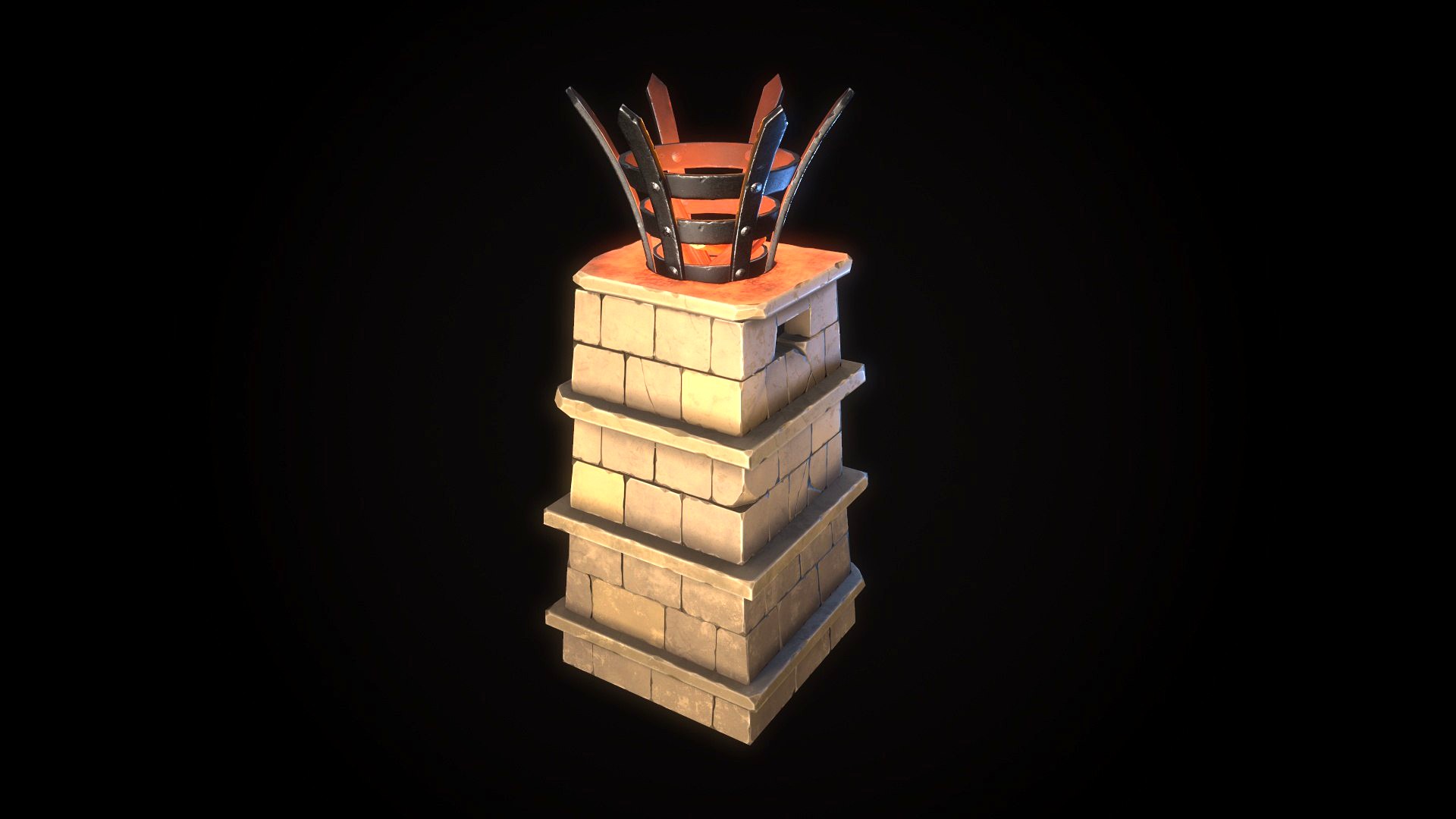 Stylized torch column 3d model