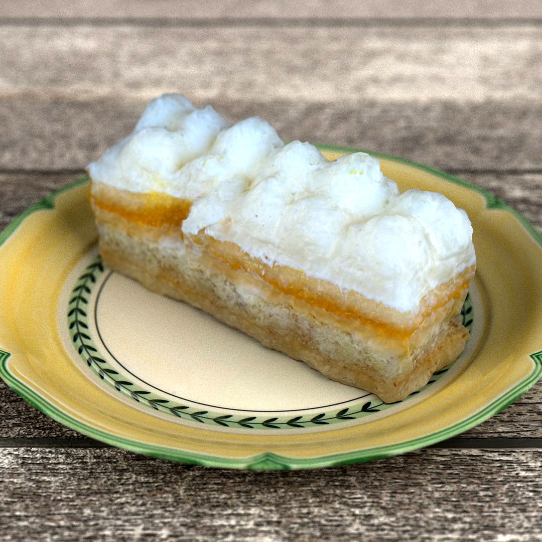 Realistic Lemon Chiffon Cake 3D Model