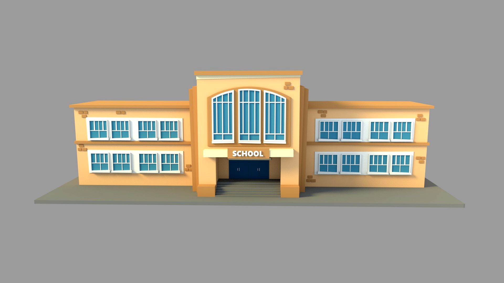 School Building Cartoon 3d model